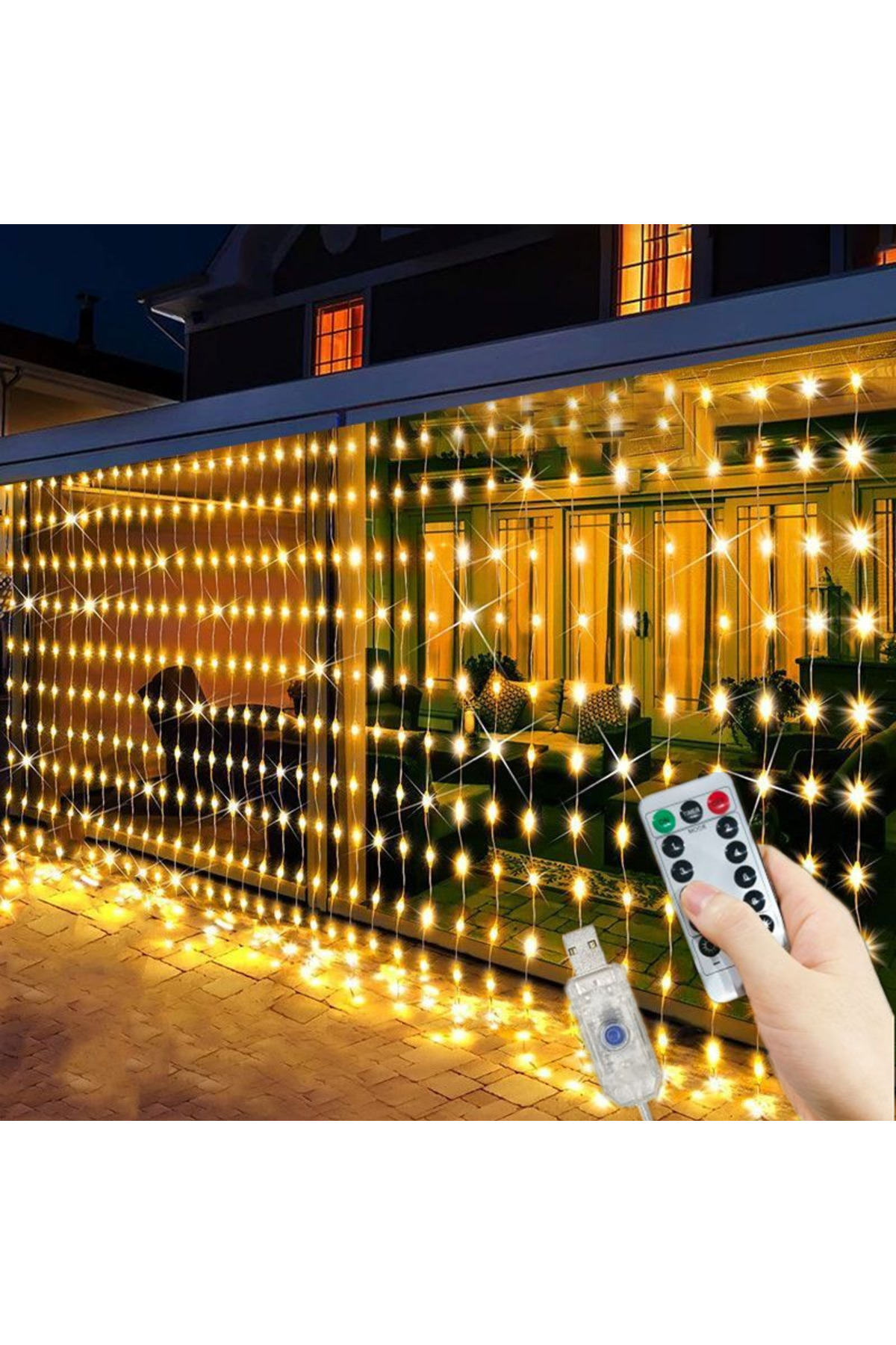 Choice USB-6X3M 600LEDs Warm White LED Fairy String Curtain Lights 6m ...