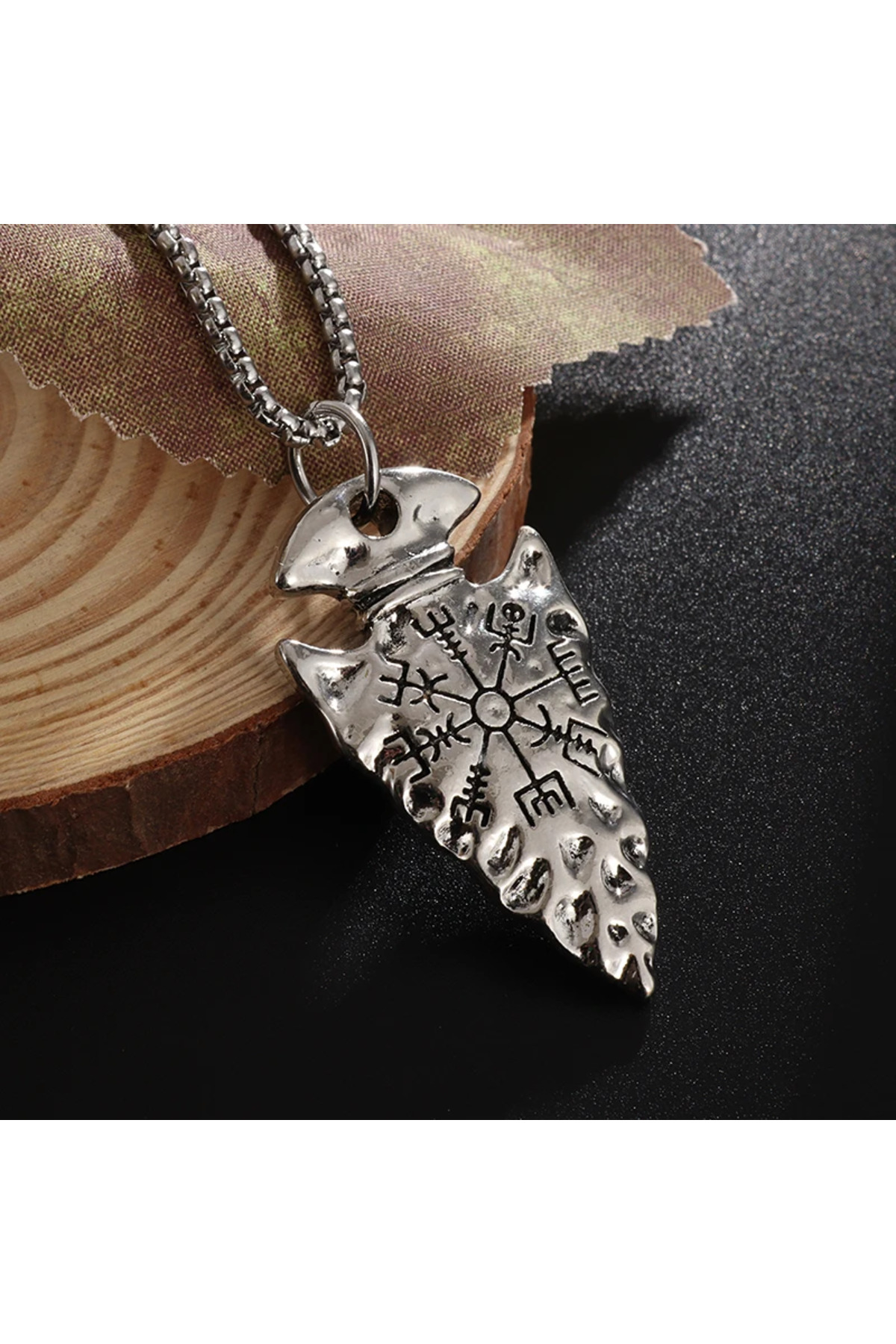 Choice AL19565-Silver Retro Trend Nordic Compass Spearhead Necklace Men ...