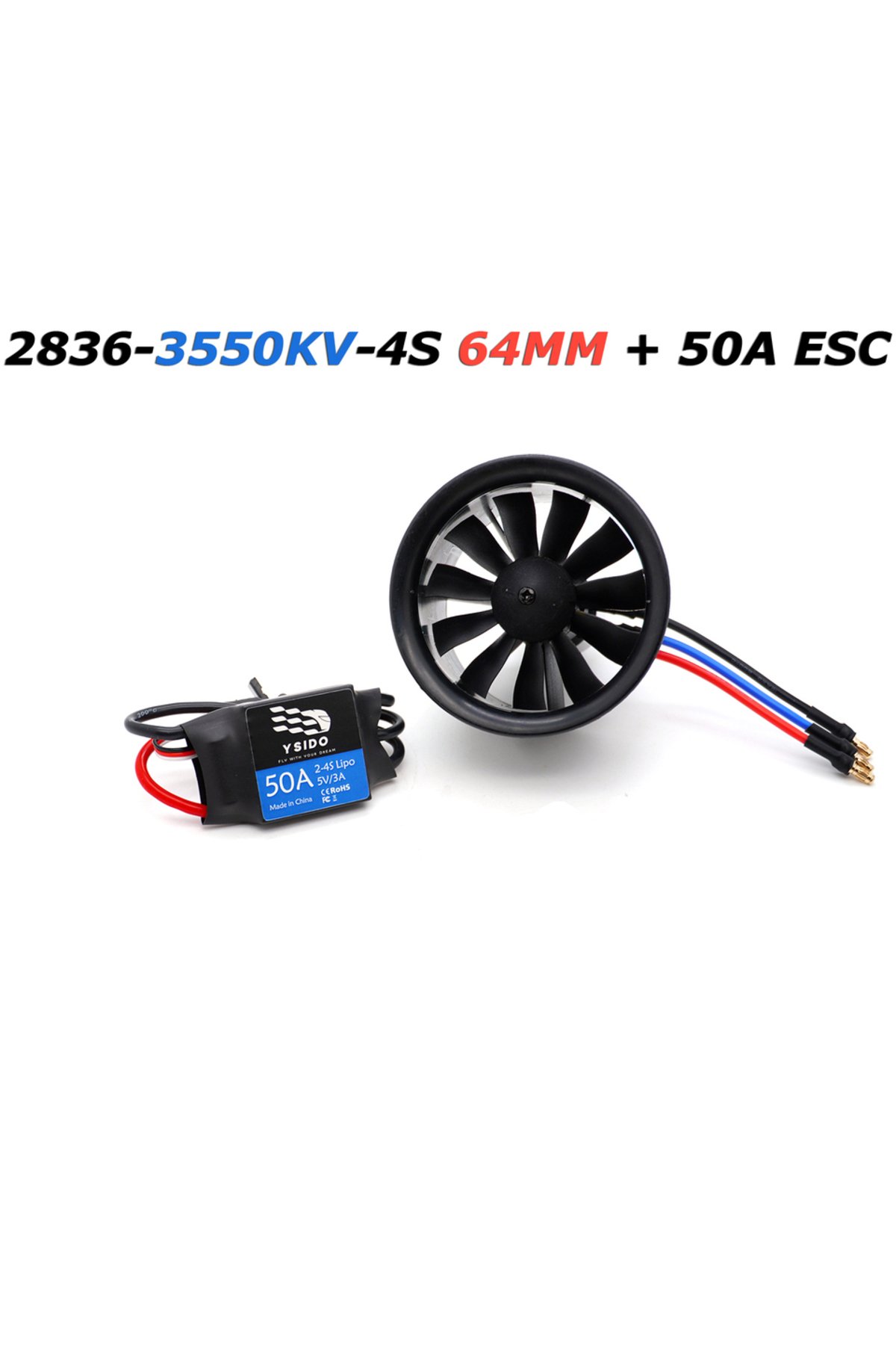 Choice 64mm 3550KV 50A 50/64/70mm RC EDF Motor Duct Fan 11-Blades 3S-6S ...
