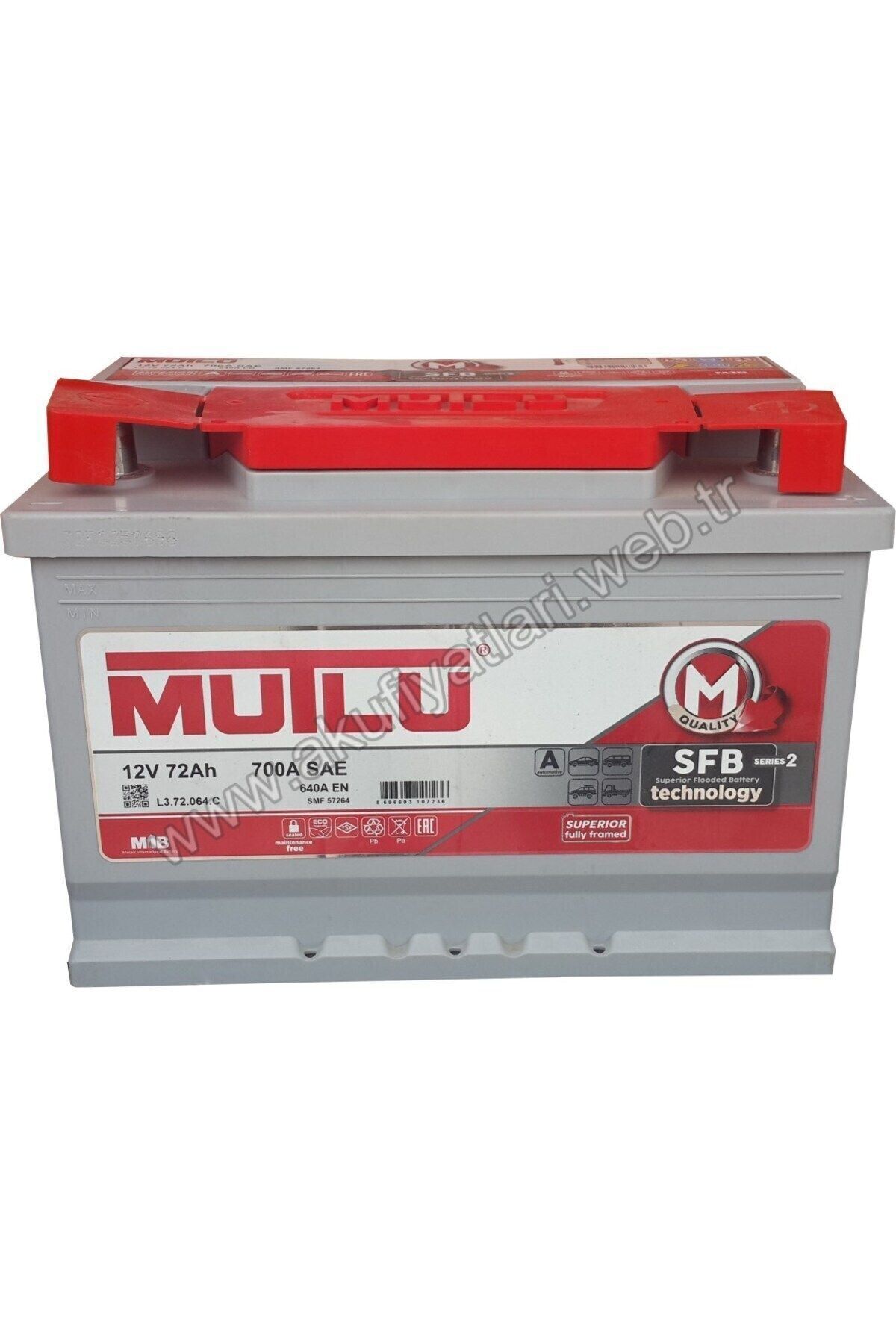 Mutlu 72 AH AKÜ Akü 12v 72 Amper 640 A En Üretim 2024 Q4 Depozito ...