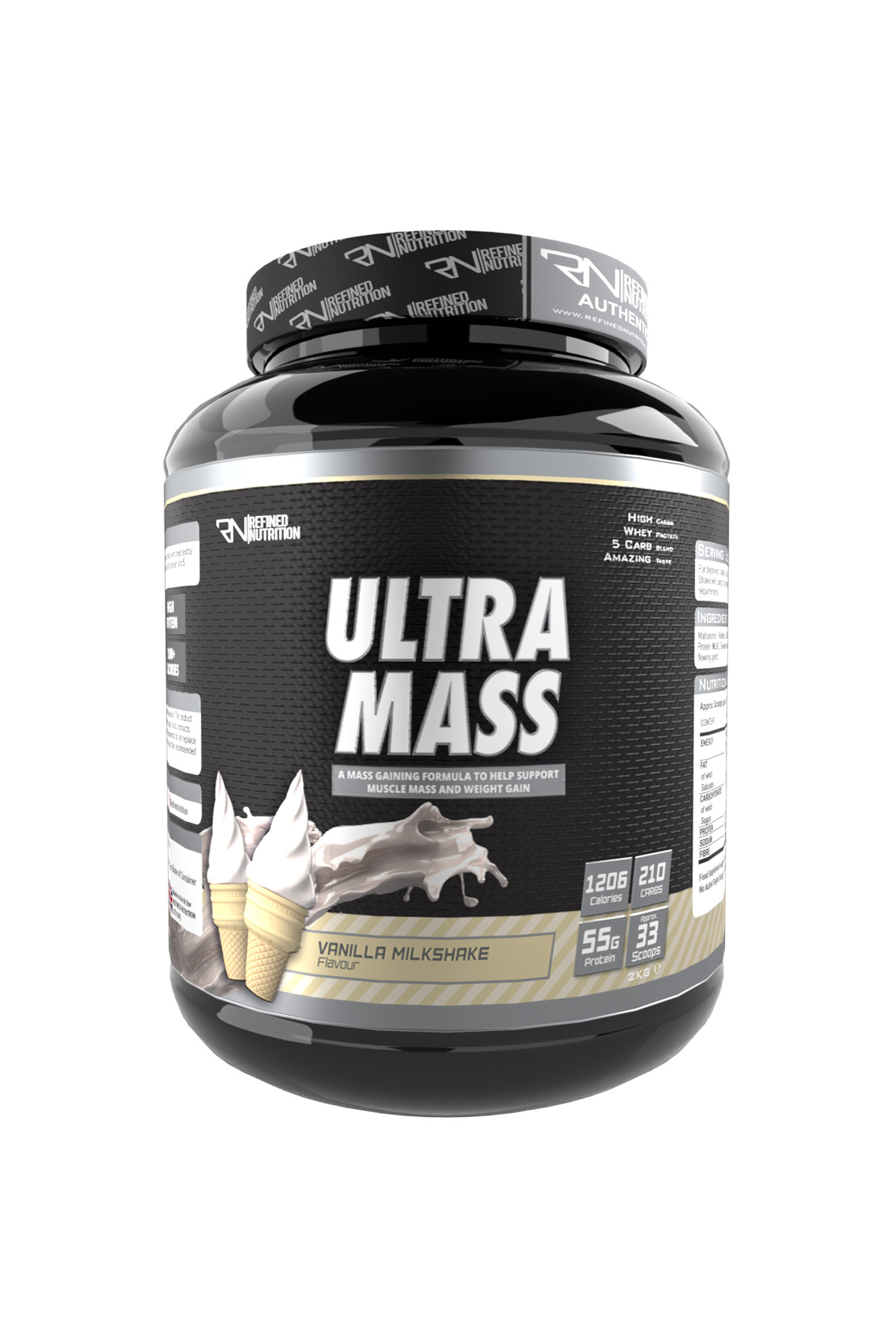 Refined Nutrition Ultra Mass 2kg – Vanilla Ice Cream | High-Calorie ...