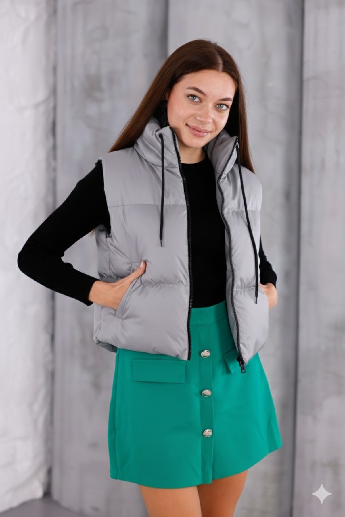 LİMABEL Milano Gri Kadın Yelek Kışlık Dolumlu Bağcıklı 2026 - Fiyatı ...