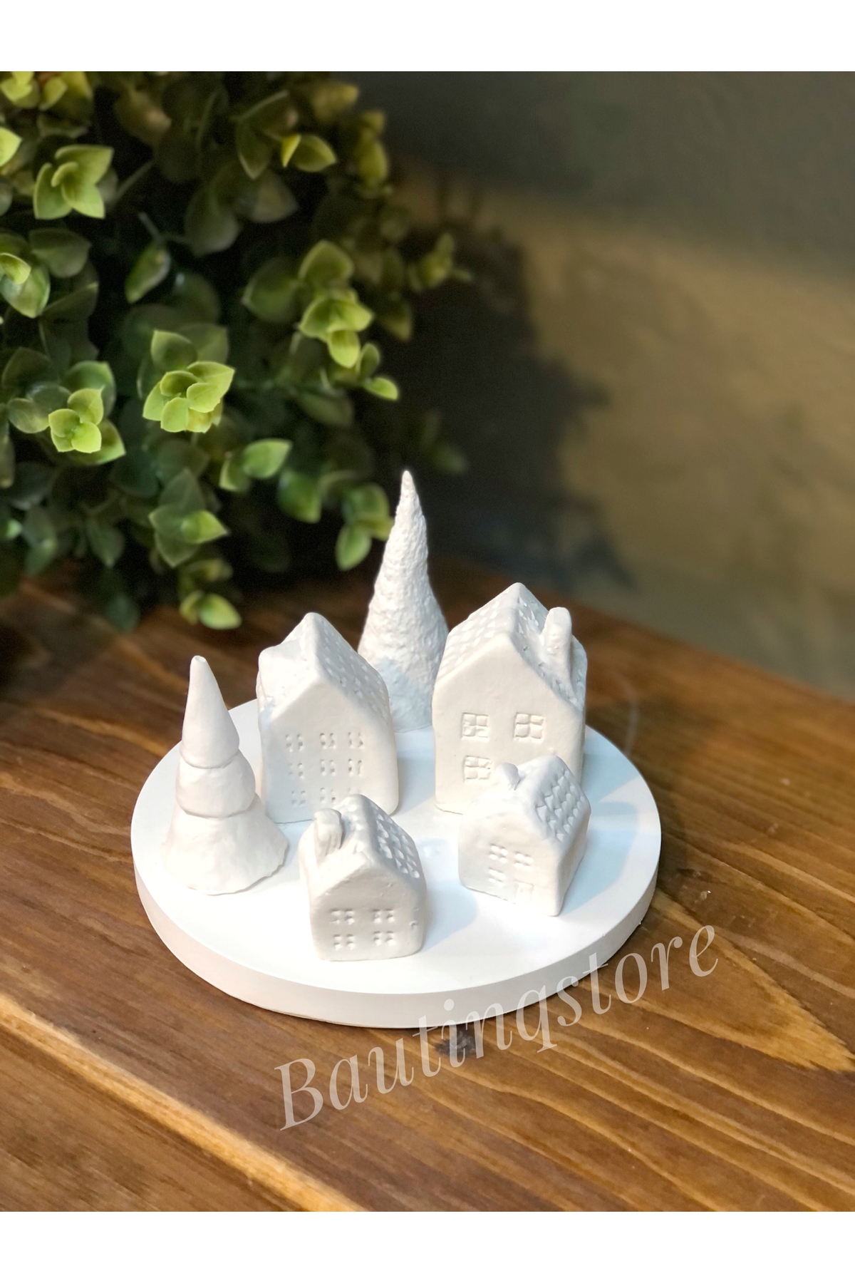 Bautinq Store Dekoratif Minimal El Yapımı Beton Evler Çam Ağaçları ...