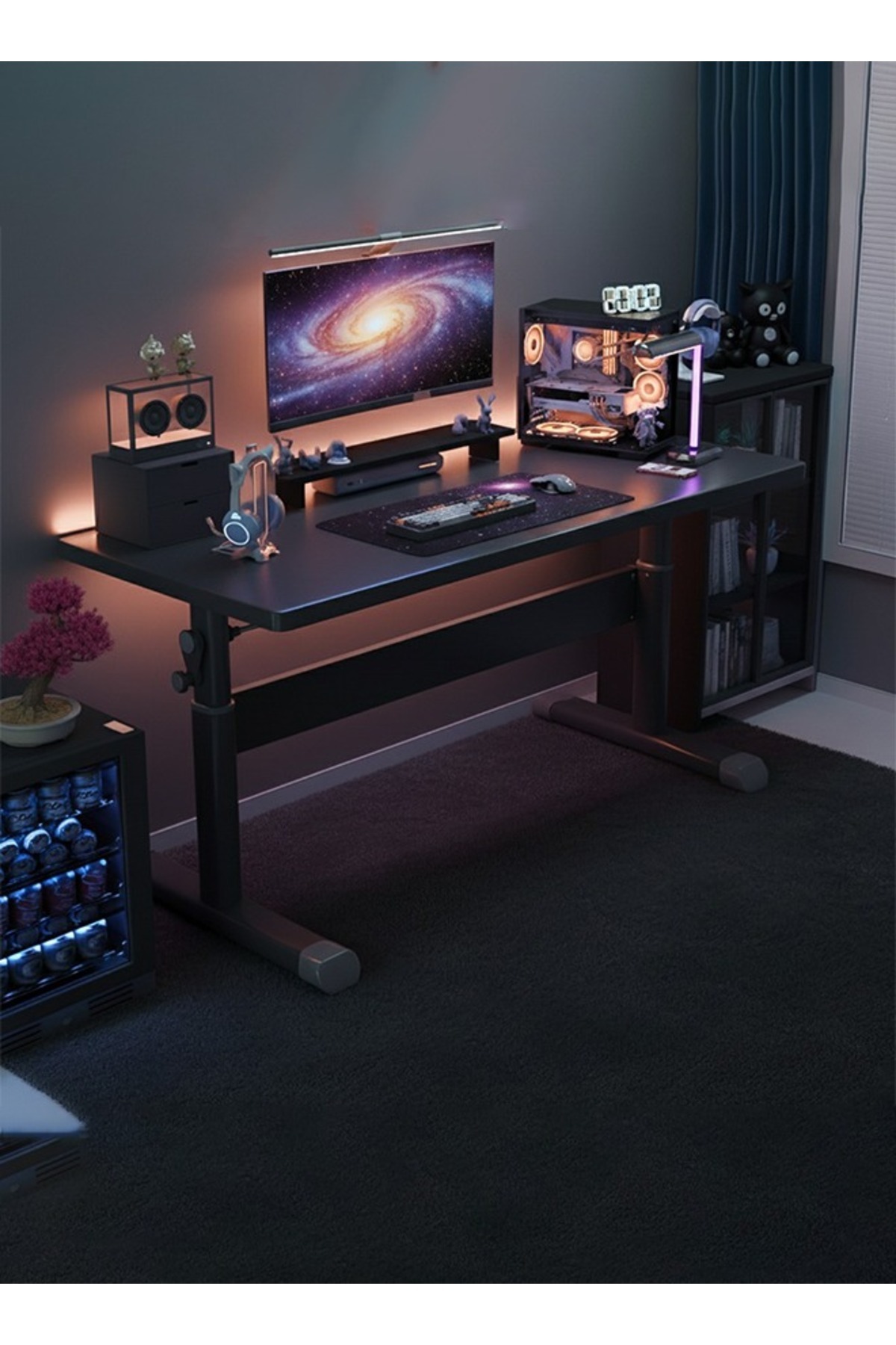 ESMART Large Height-Adjustable Gaming Desk with Steel Legs, Computer ...