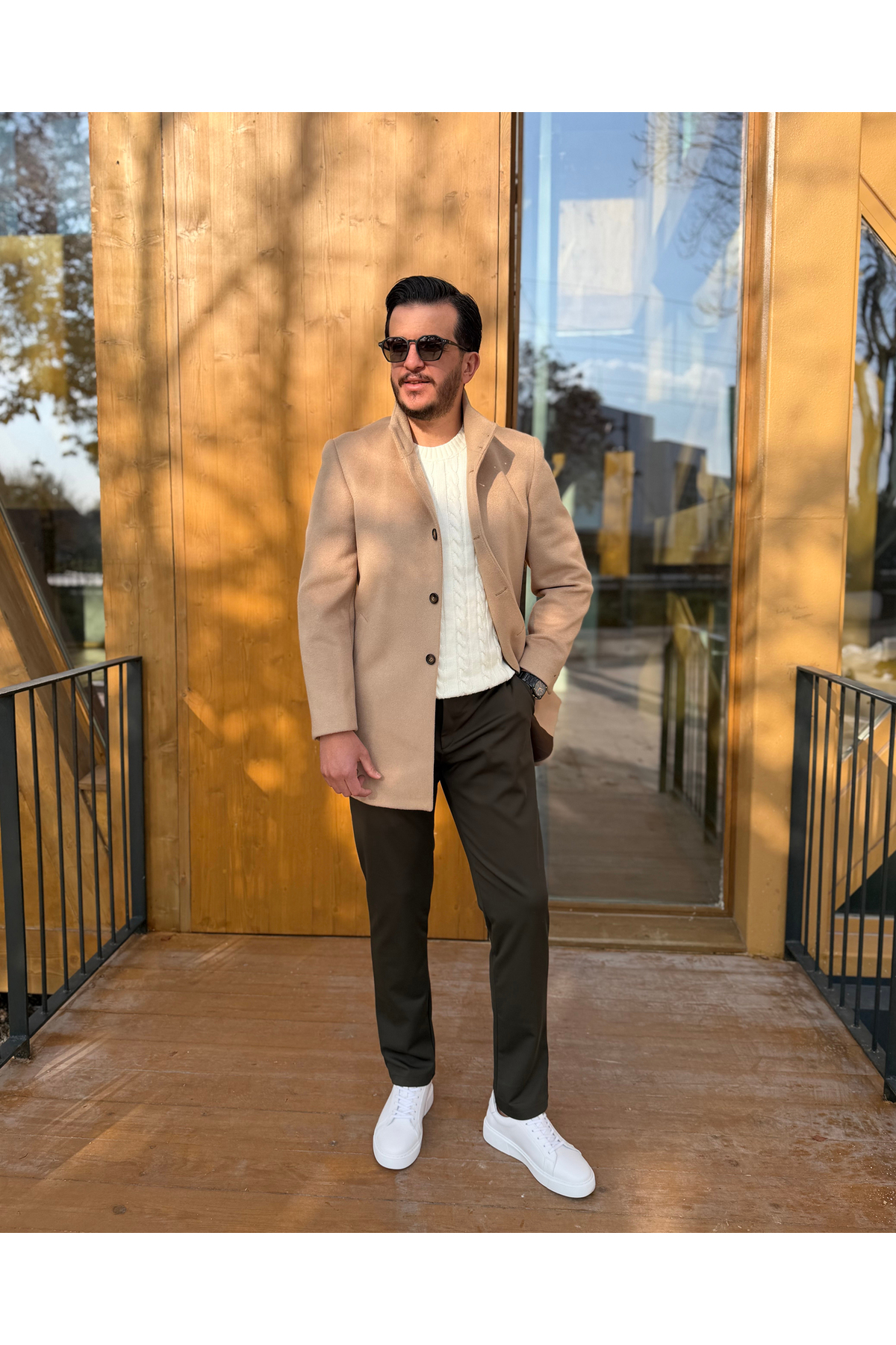 Avni Ceylan Erkek Slim Fit Düğmeli Dik Yaka Kaşe Kaban - Fiyatı, Yorumları