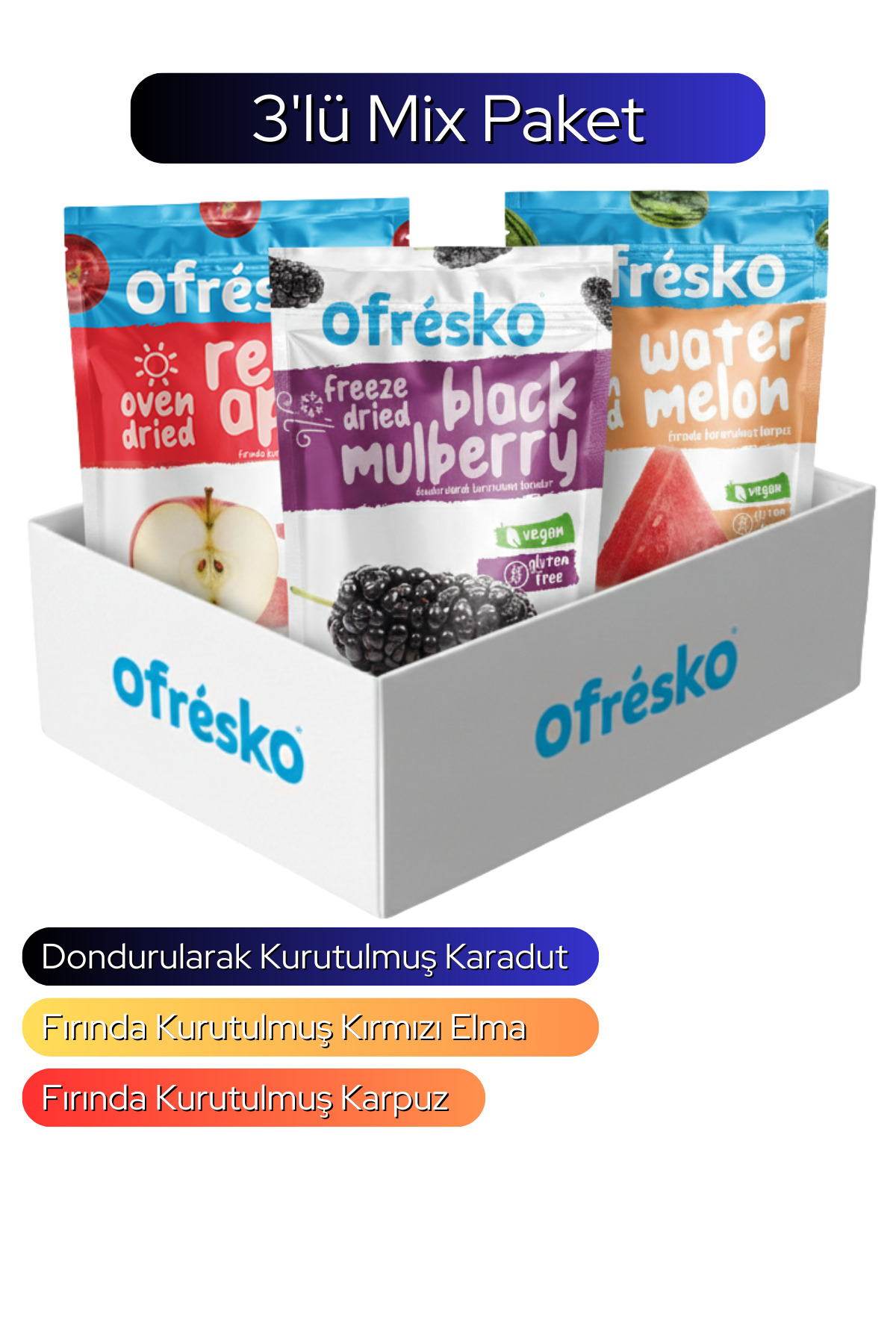 Ofrésko Kuru Meyve Cipsi 3'lü Mix Paket - Freeze Dry Karadut, Oven Dry ...