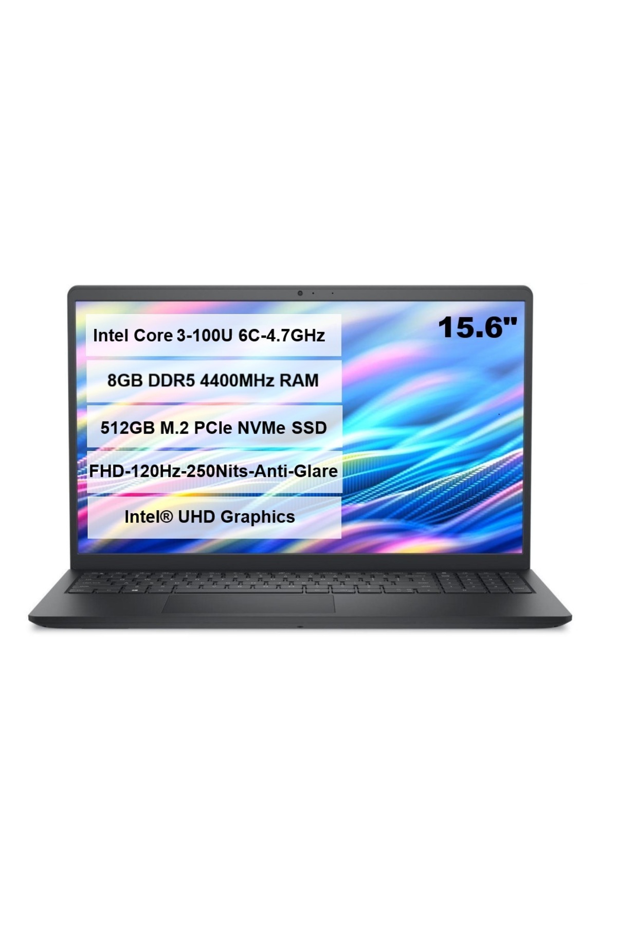 Dell 15 Core 3-100U 16GB DDR5 512GB SSD 15.6" Ubuntu DC15250-01 ...