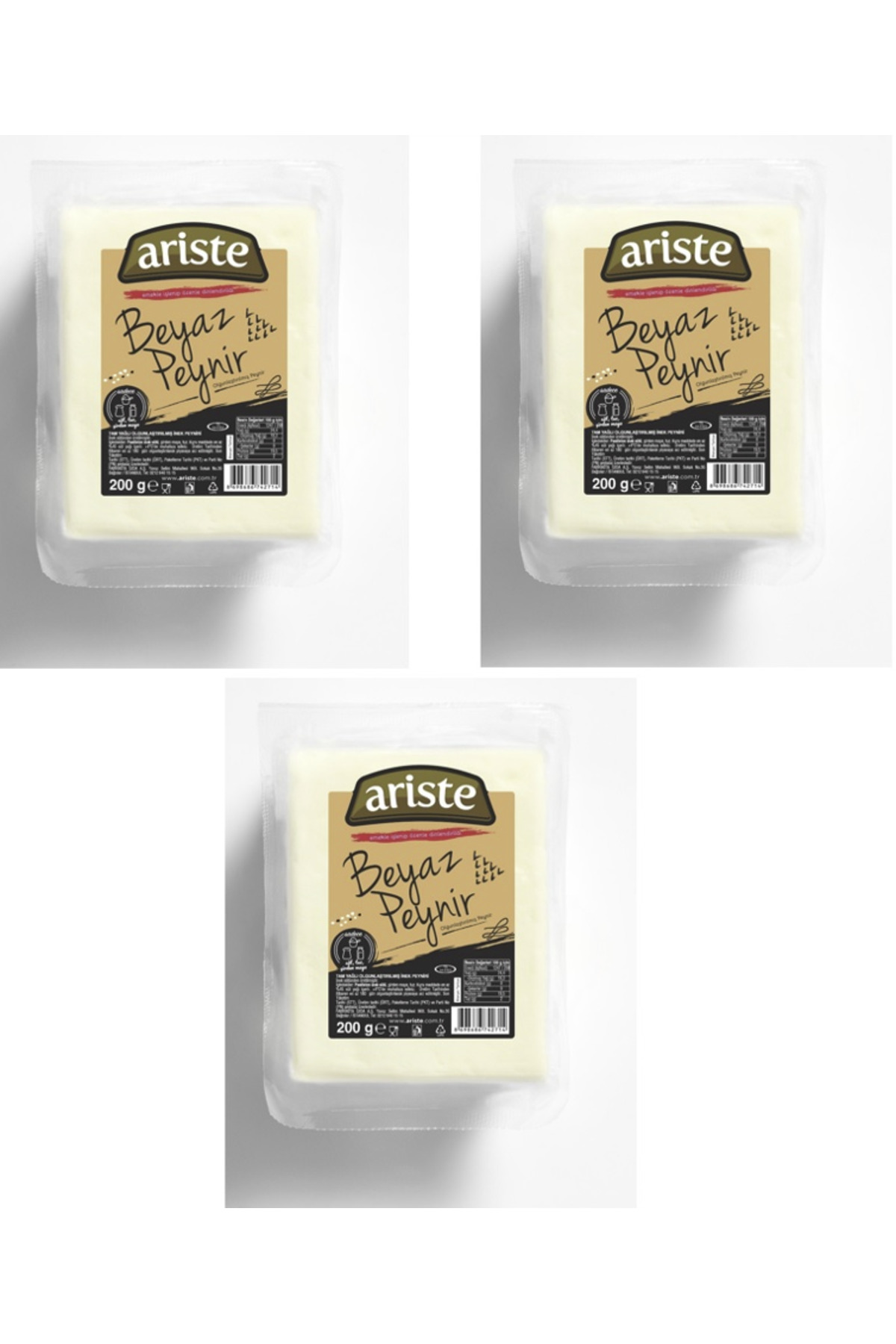 Ariste 3'lü Tam Yağlı İnek Beyaz Peyniri 600 gr (200 gr x 3) - Fiyatı ...