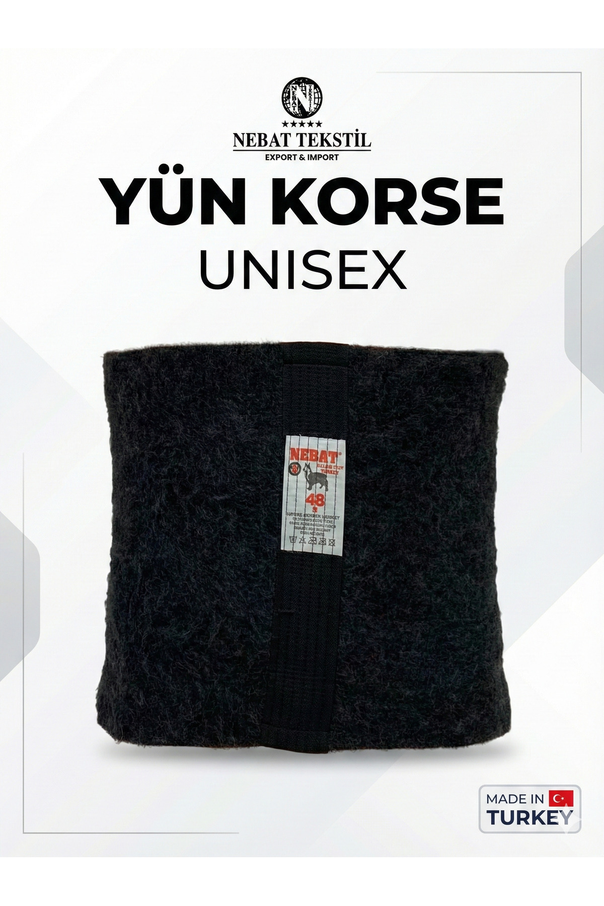 Nebat Unisex Siyah Kalın Termal Yün Bel Korsesi – Isı Koruma – Bel ...