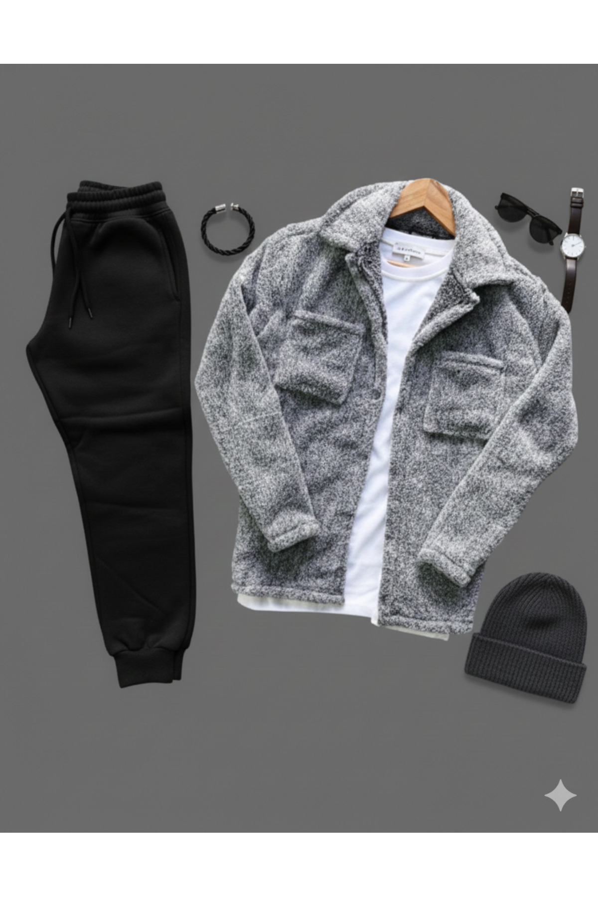 NİCE New Season Men's Set Bottom Top Plush Shirt- Sweatpants Long ...