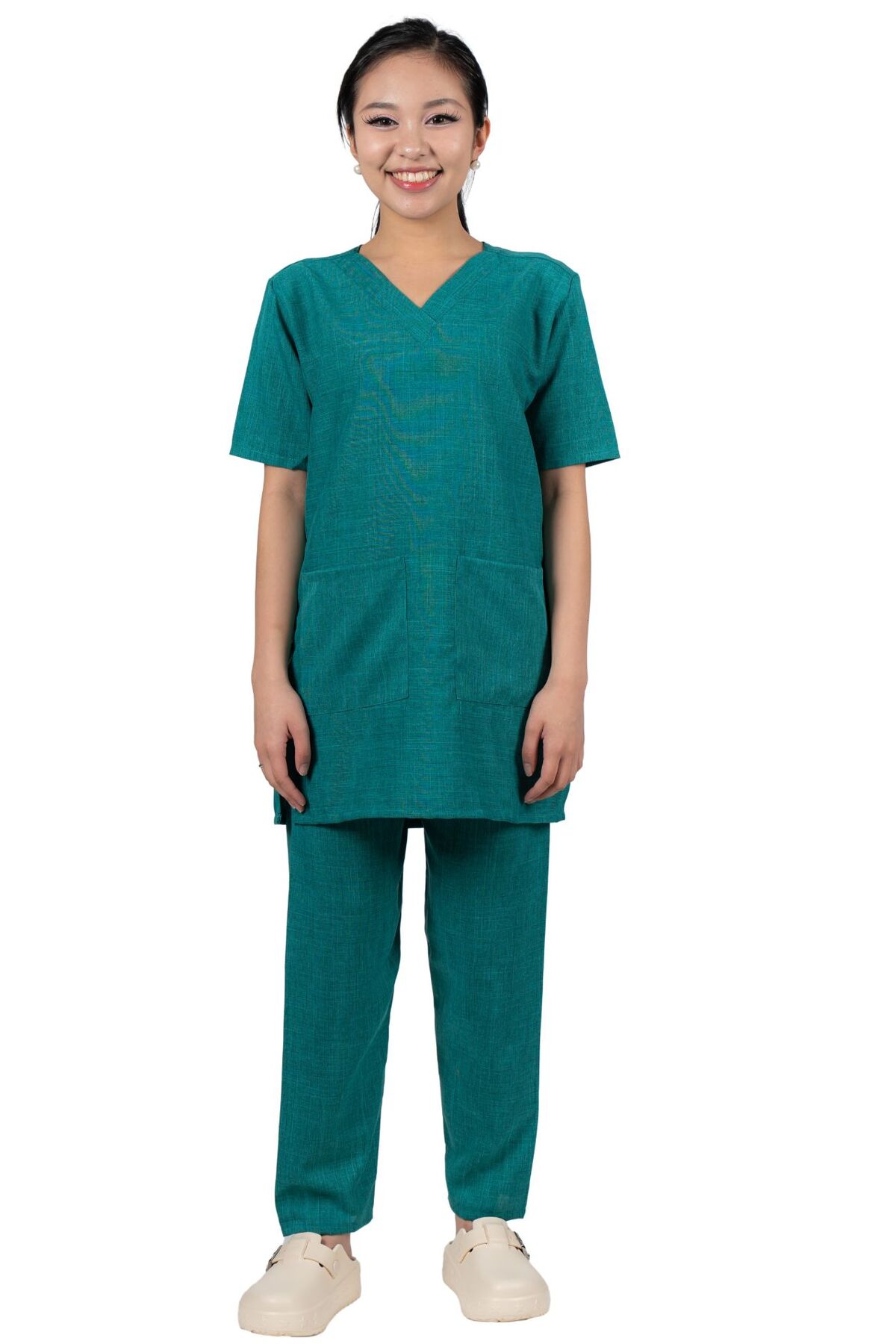 ABSHIR Professional Housemaid/Khadama/Nanny Uniform Set, V-Neck Tunic ...