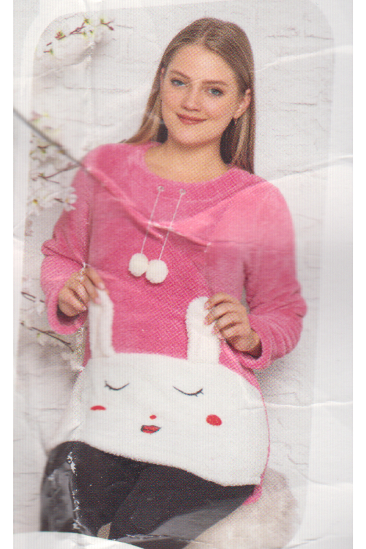 Produse.Top Pijama Cocolino din material pufos din doua piese cu ...