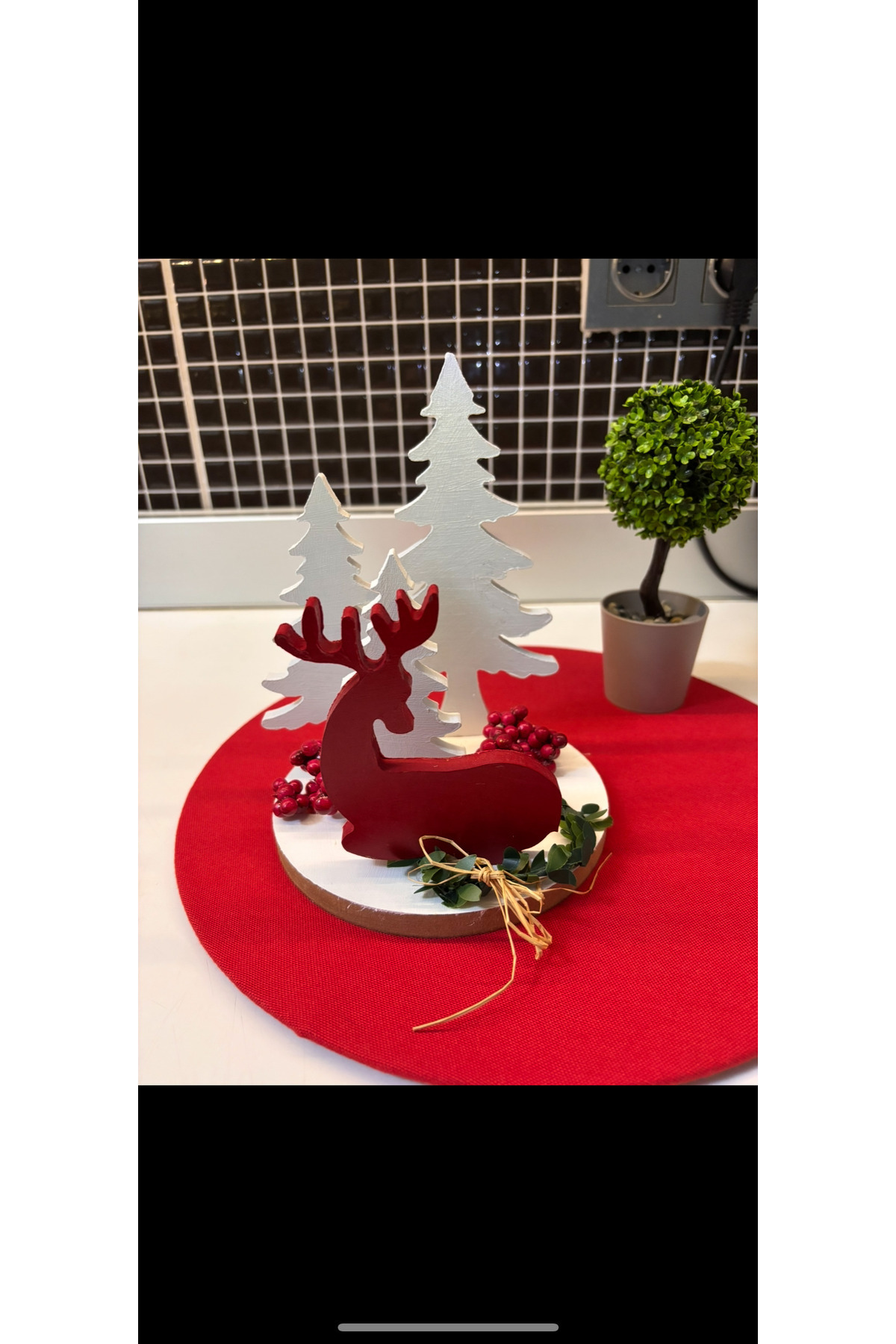 Ayd Home Decor de Crăciun cu cerb roșu ornament din lemn prezentare de Crăciun de Anul Nou- Trendyol