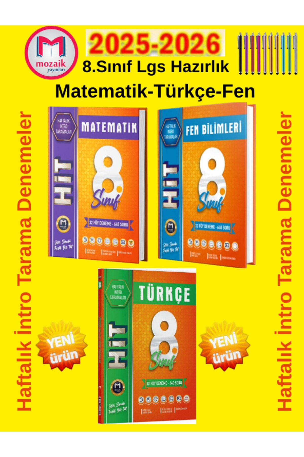 Mozaik Yayınları 8.Sınıf LGS Hazırlık Hit Matematik-Türkçe-Fen Haftalık ...