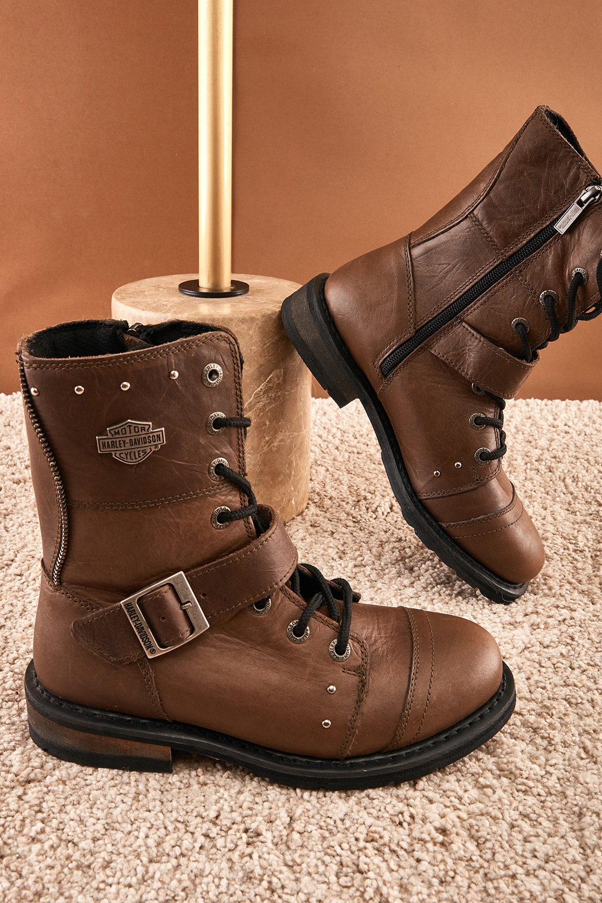 Harley Davidson Monetta Olive Deri Kadın Bot Harley Davidson Monetta Olive Deri Kadın Bot