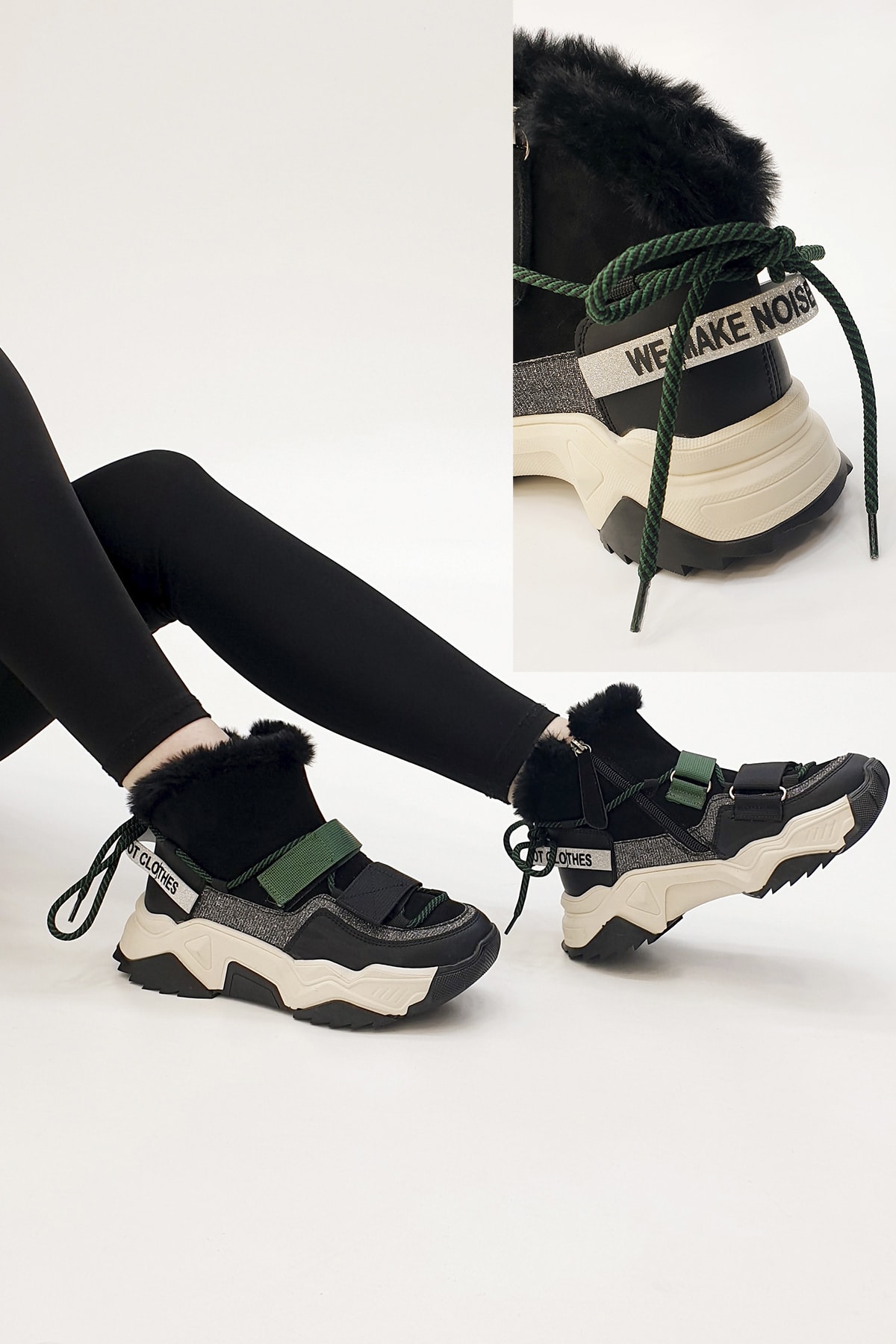 Marjin Kadın Siyah Atir Dolgu Spor Bot