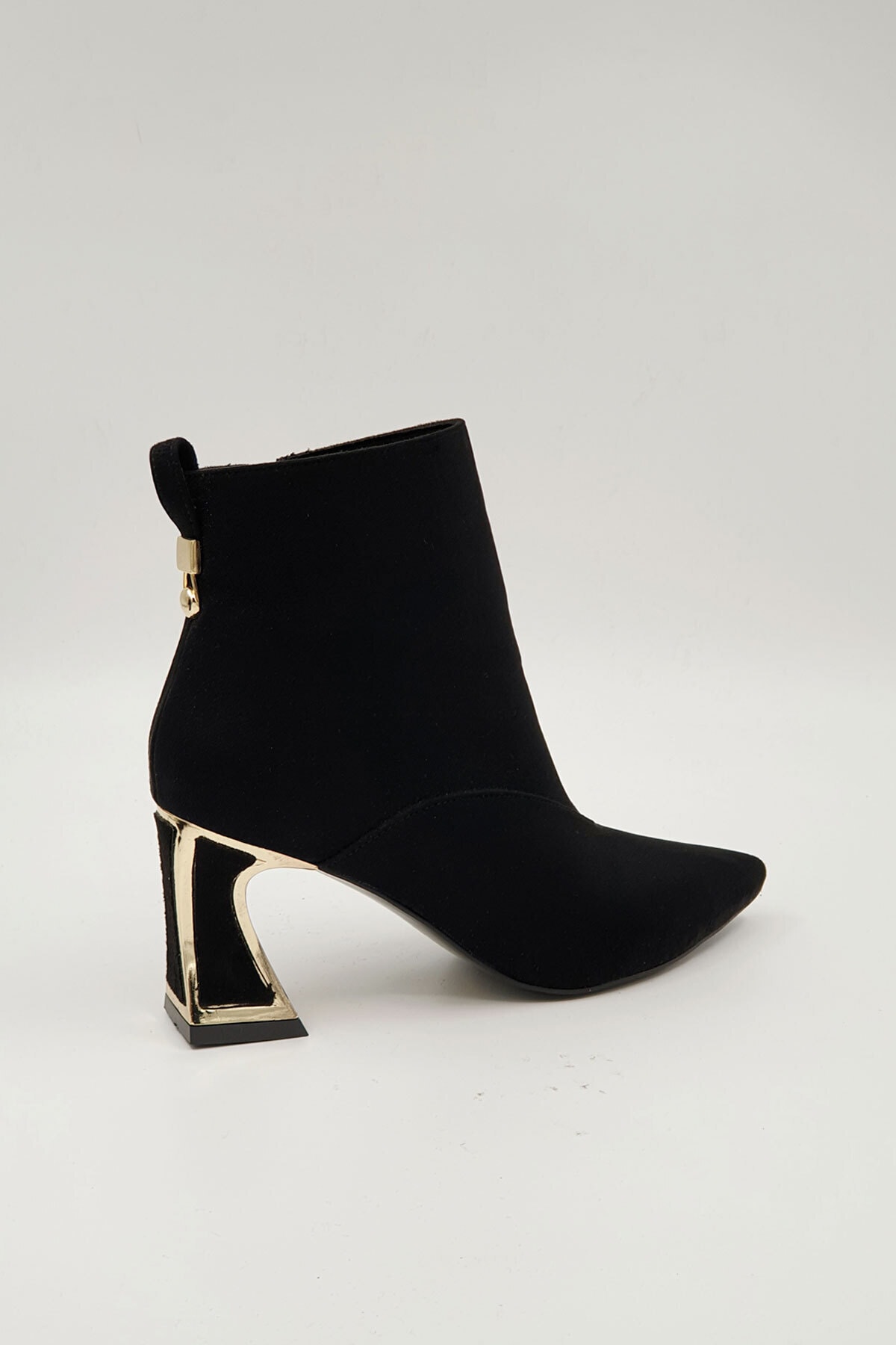 Marjin Kadın Siyah Süet Balte Topuklu Bot