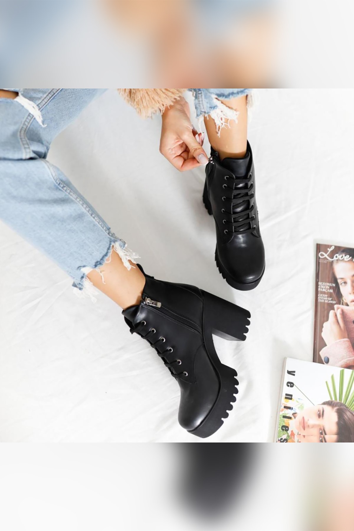 Limoya Alisson Siyah Bağcıklı Platform Bot