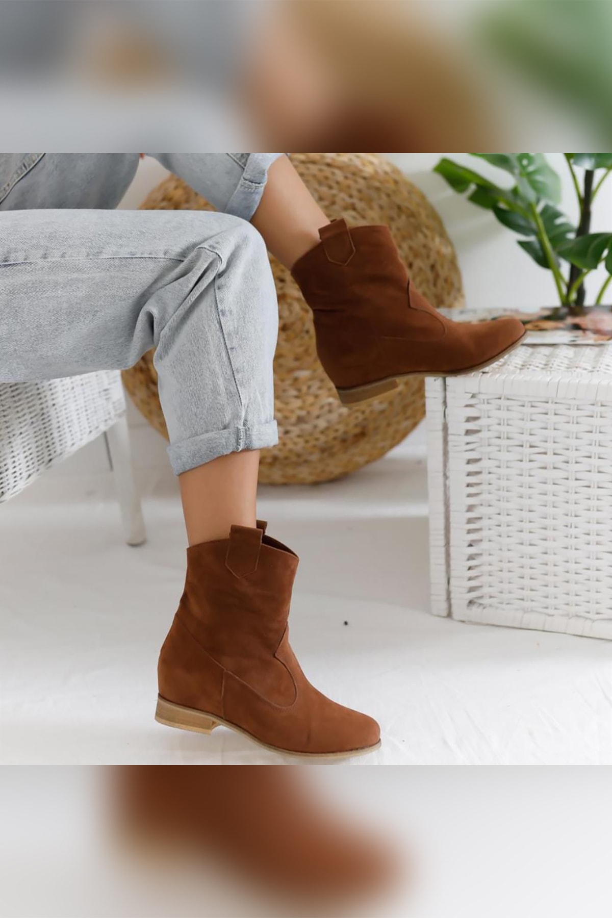 Limoya Londyn Taba Süet Gizli Topuk Bot