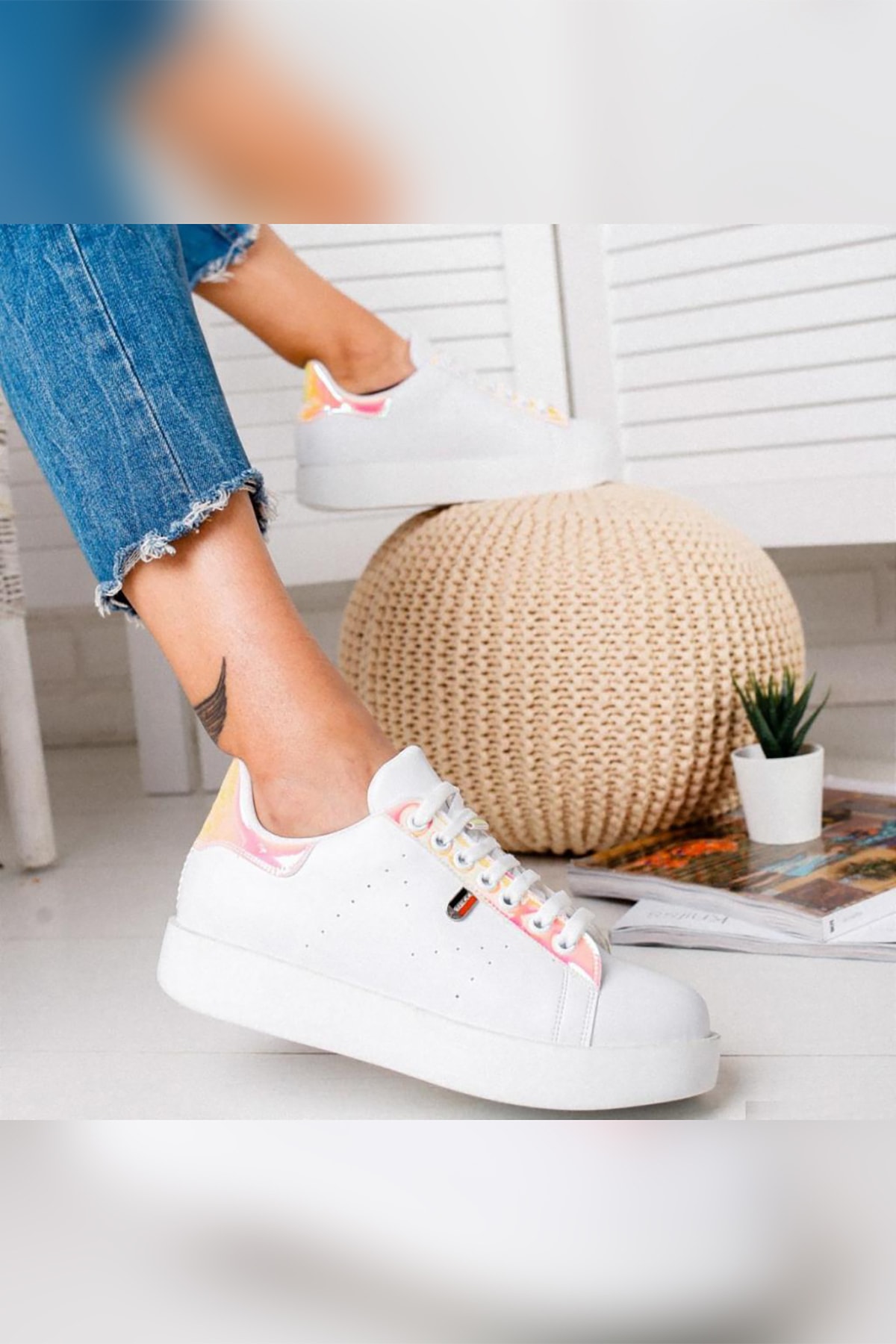 Limoya Saoirse Beyaz Casual Hologram Detaylı Sneakers