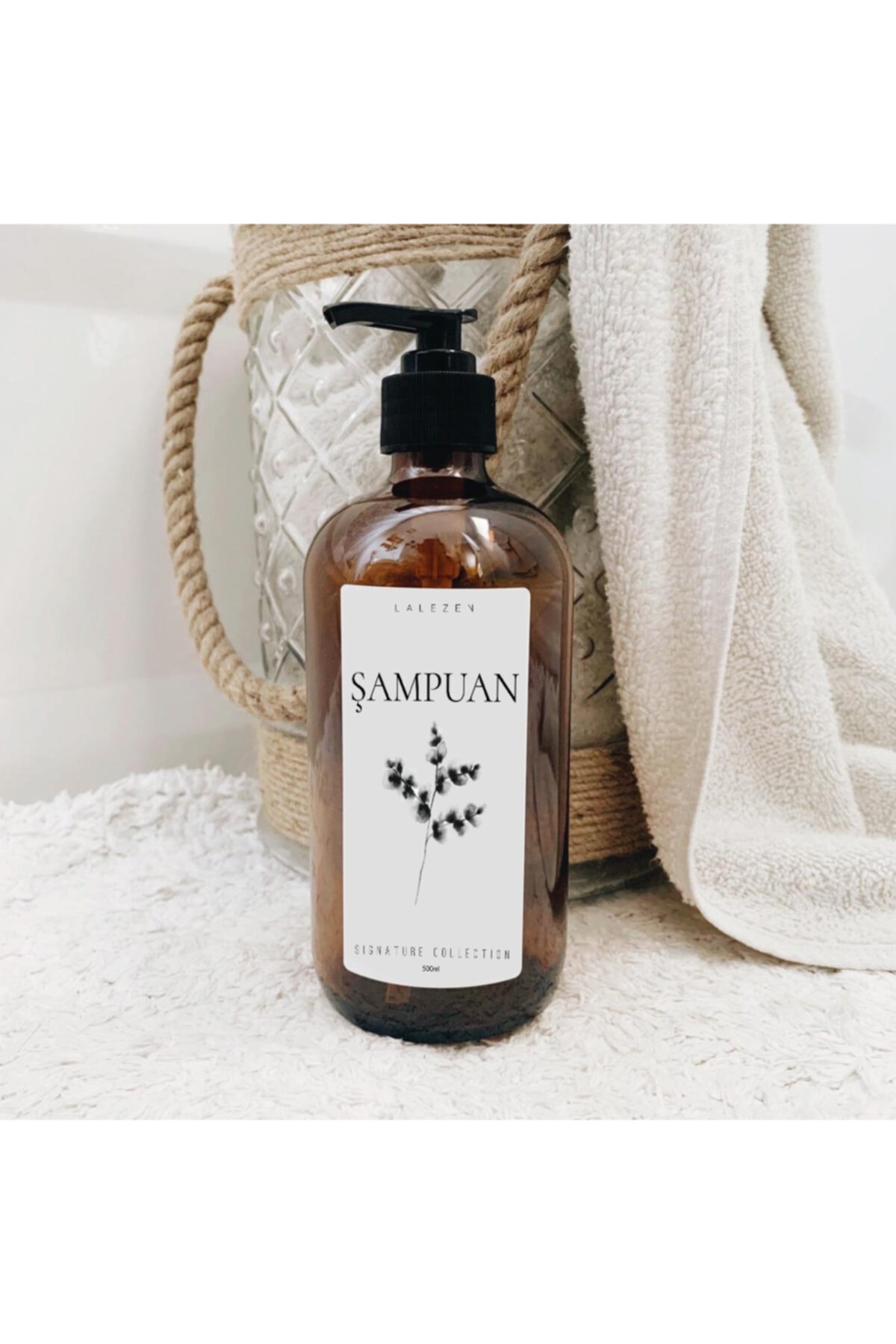 LALEZEN HOME 3lü Amber Cam Şişe Çiçekli Dusset Set 500ml Duş Jeli ...