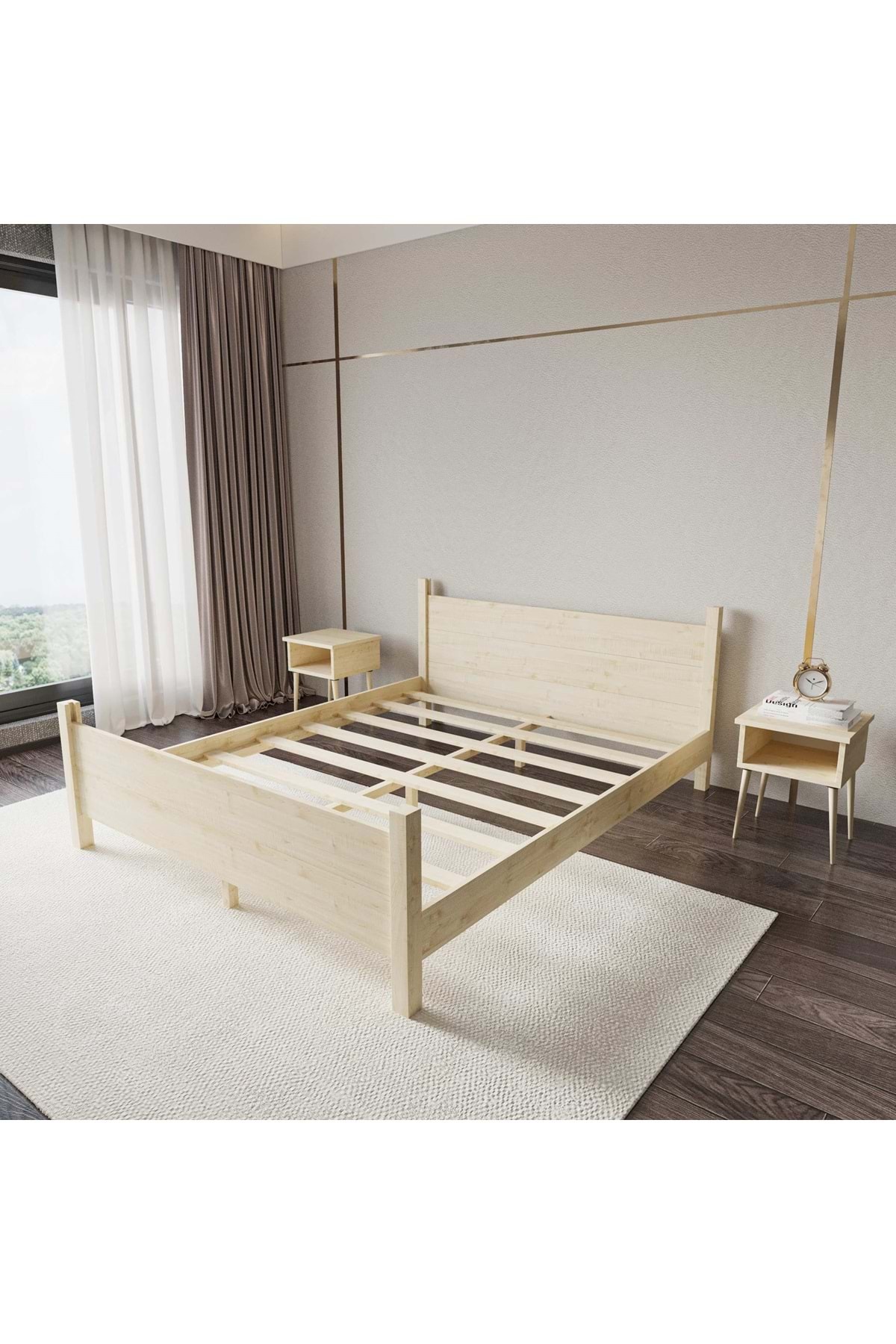 RENAZZO Melodi Model Vernikli Çam Ahşap Karyola - Fiyatı, Yorumları