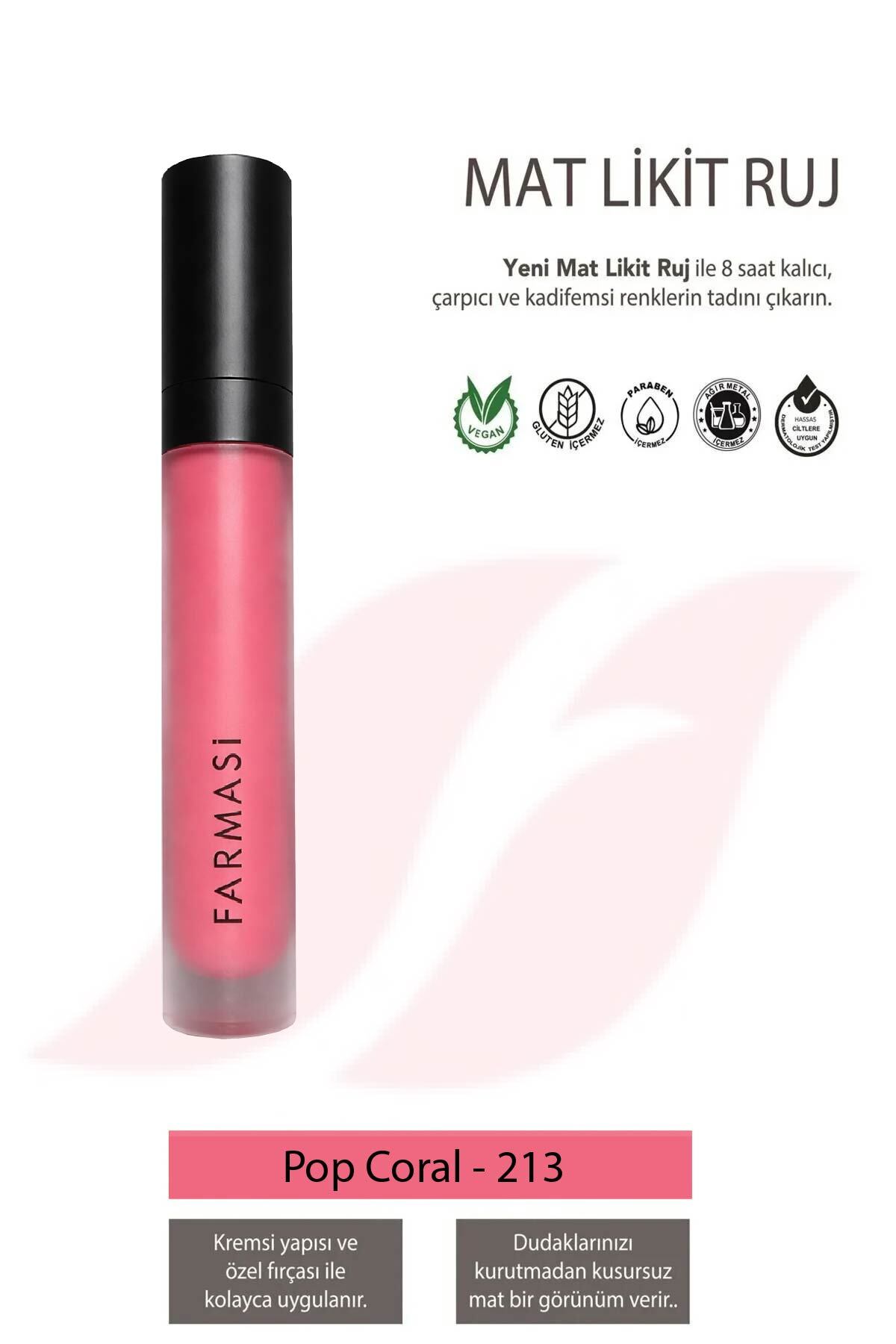Farmasi Mat Likit Ruj 213 Pop Coral 4 Ml. - Fiyatı, Yorumları
