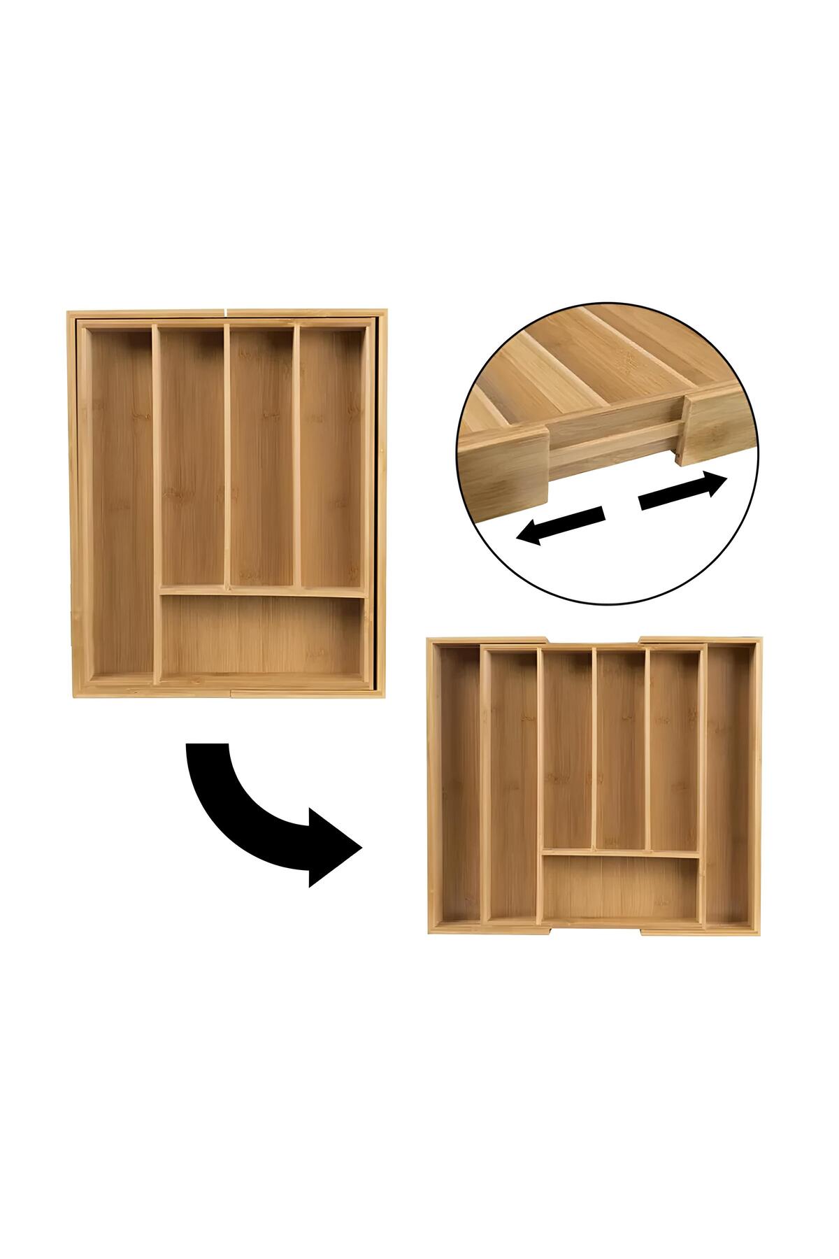 BALSA Çekmece İçi Açılır Bambu Kaşıklık Organizer-Genişleyebilen ...