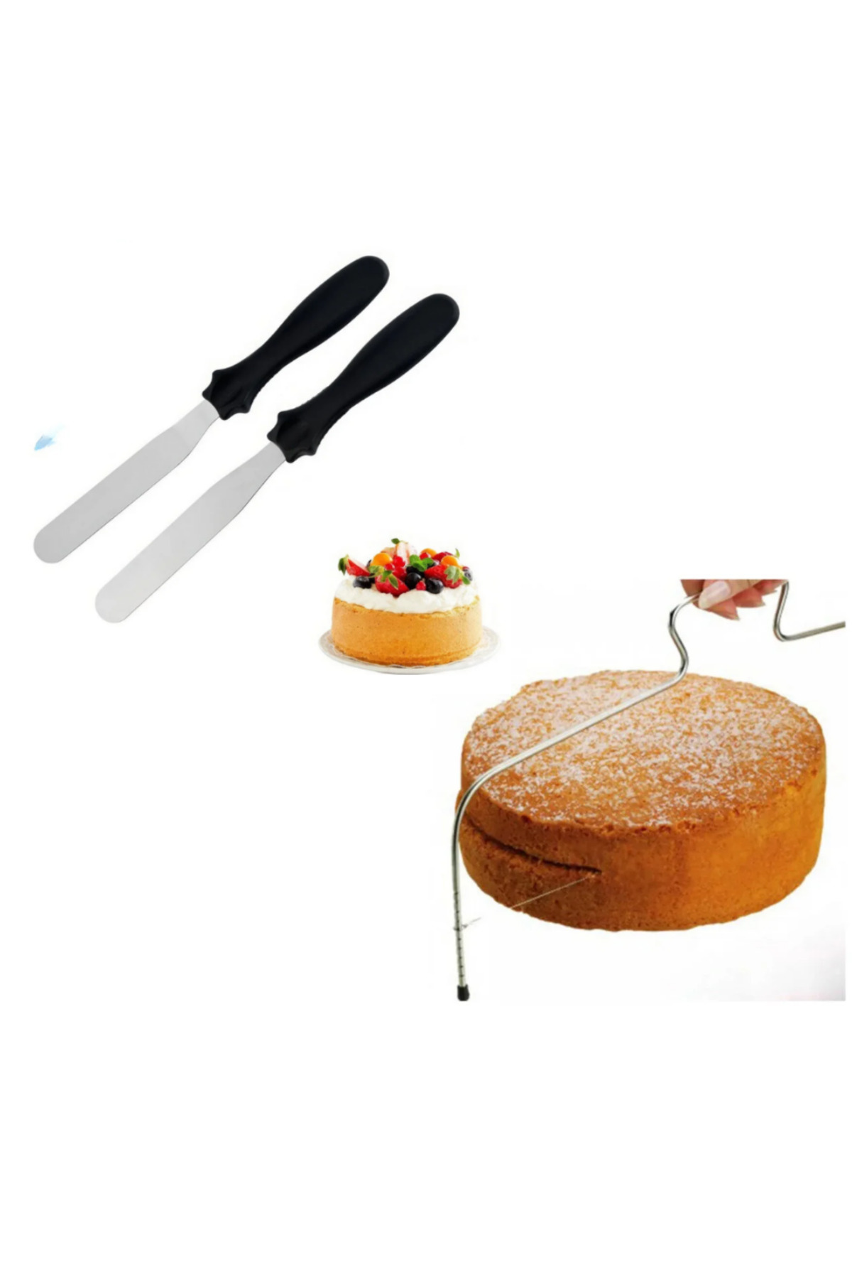 adin tasarım Metal Pasta Spatulası 2li ve Pasta Kesici 34 cm Pasta Keki ...