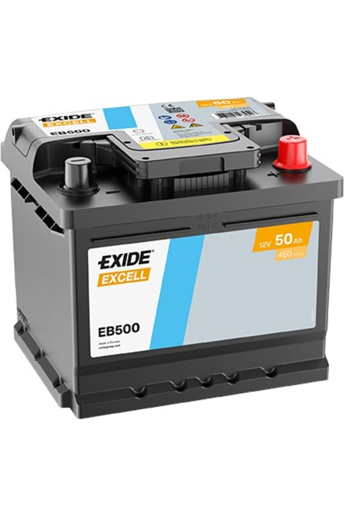 Exide EB500 12V 50Ah 450A Excell Standart Akü (Üretim Tarihi:2025 ...