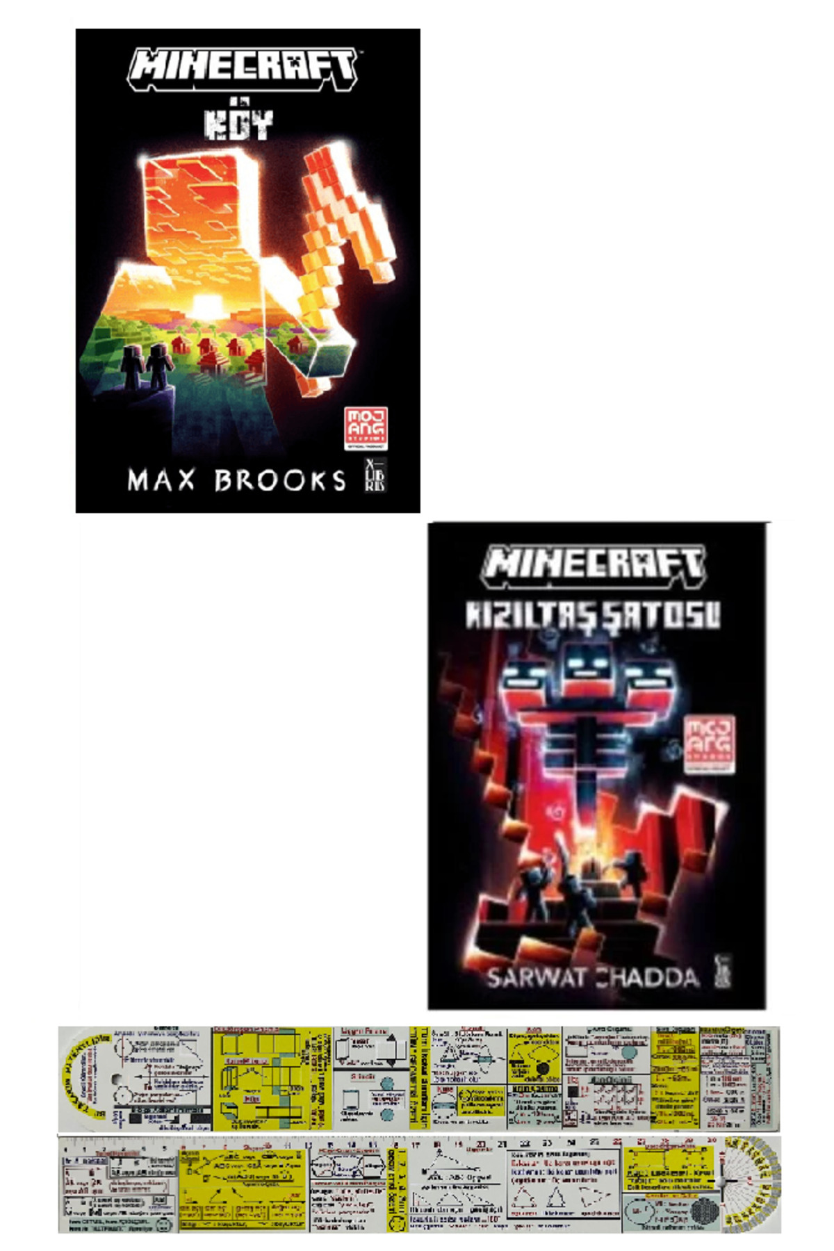 XLibris Minecraft Köy + Kızıltaş Şatosu 2 Kitap Set + Özel Cetvel ...