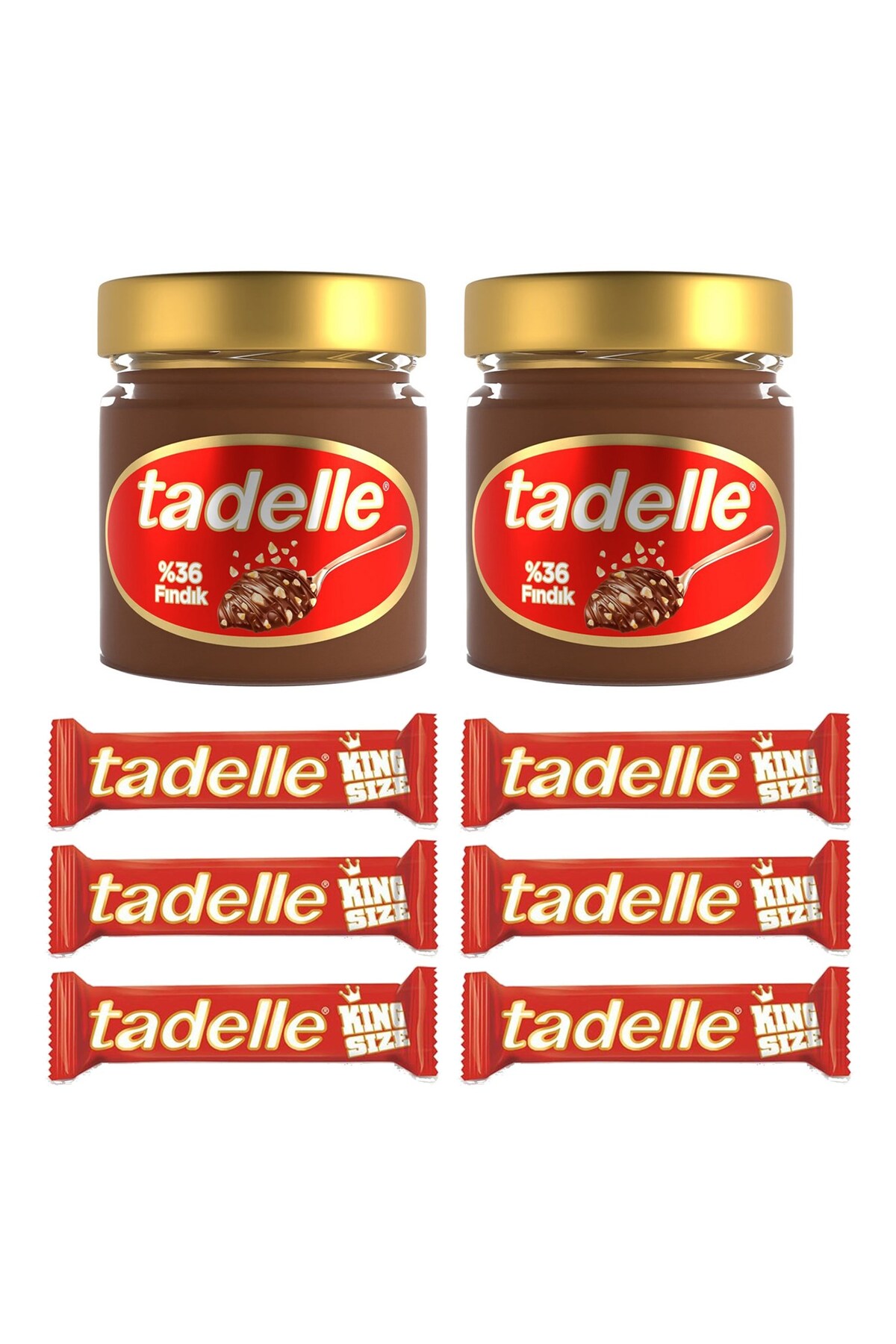 Tadelle Kakaolu Fındık Ezmesi 200 Gr x 2 Adet + King Size 52 g x 6 Adet ...