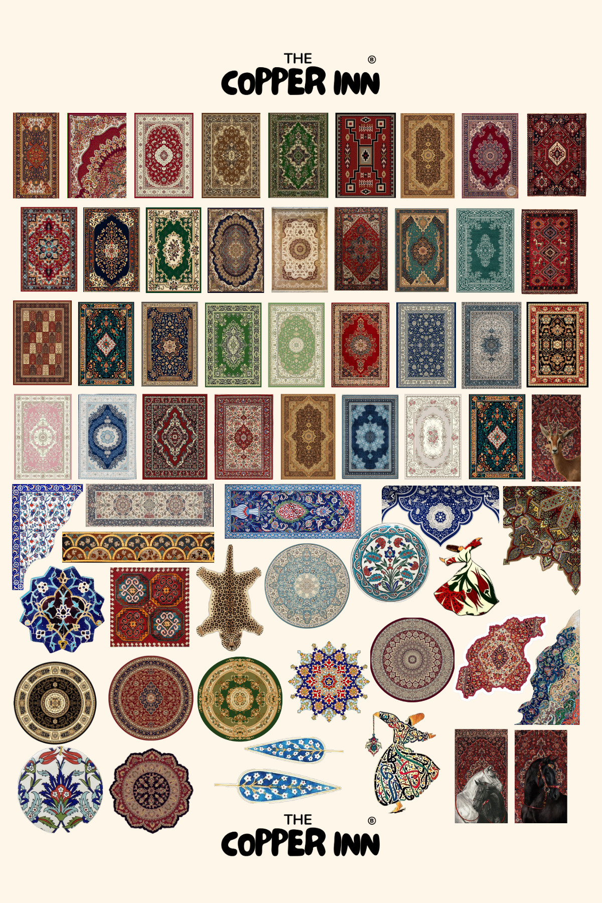 The Copper Inn 62 Adet Retro Halı Kilim Desenli Sticker Seti Vintage ...
