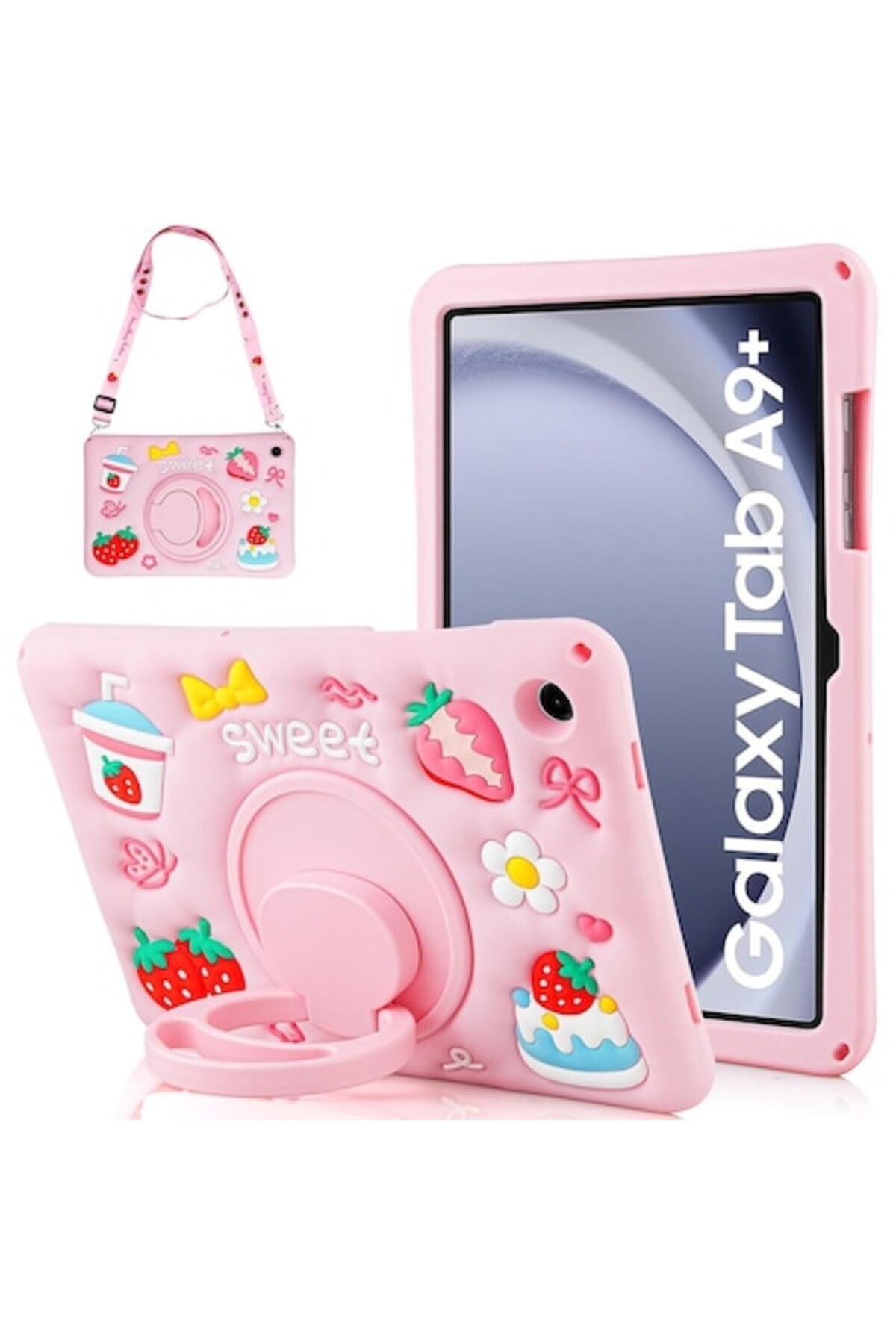 Coolden Silicone Case for Samsung Galaxy Tab A9 Plus 11 inch — Pink 3D ...