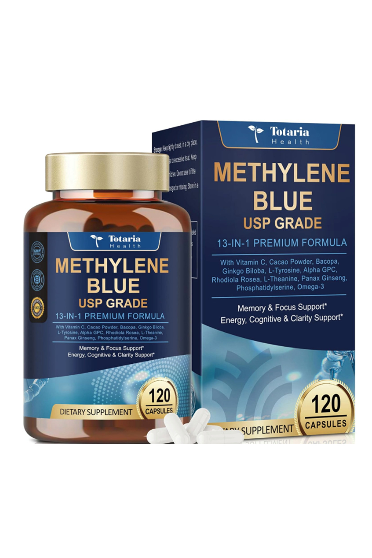 TOTARİA Healt Methylene Blue 120 Capsul 13 in 1 Upgrade Patented Brain ...