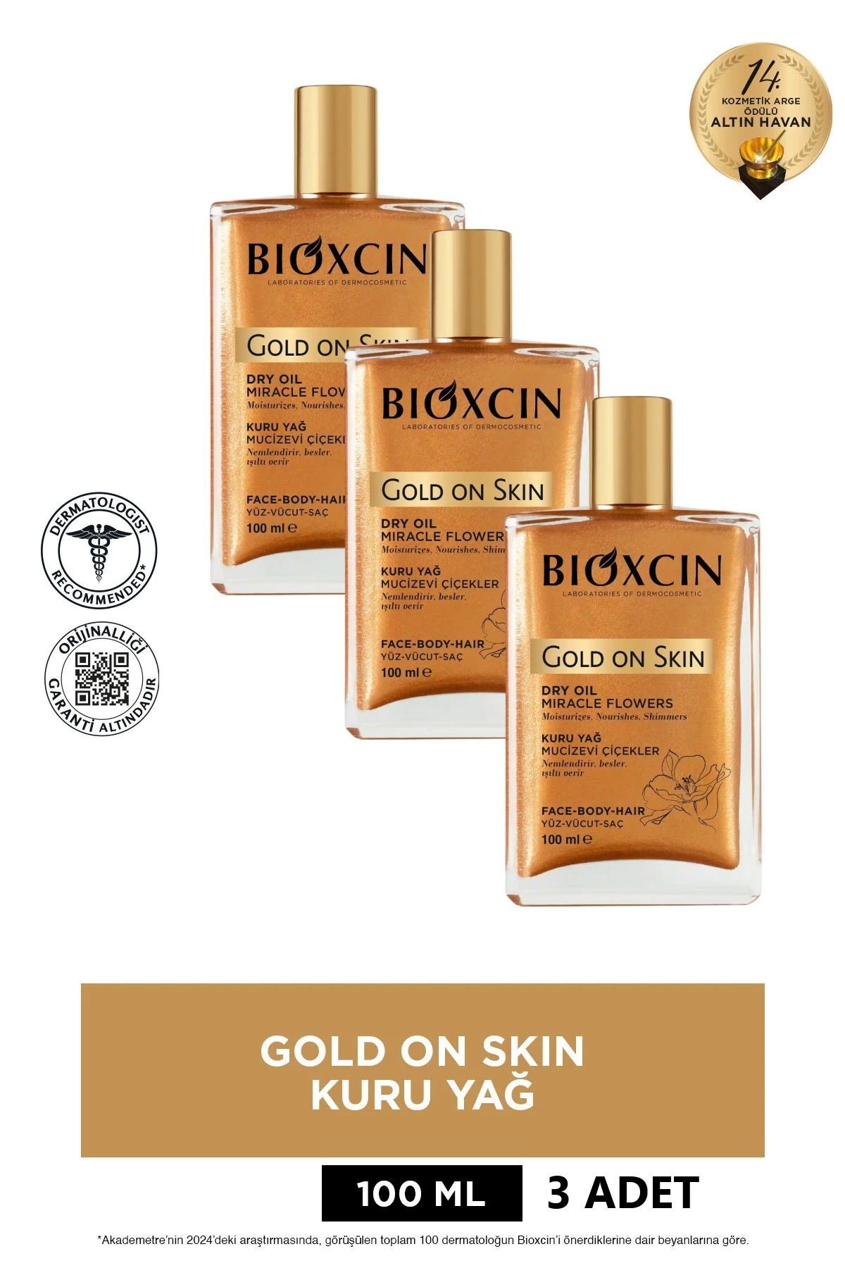 Bioxcin Gold On Skin Altın Parıltılı Kuru Yağ Saç Yüz Vücut Yağ Sprey ...
