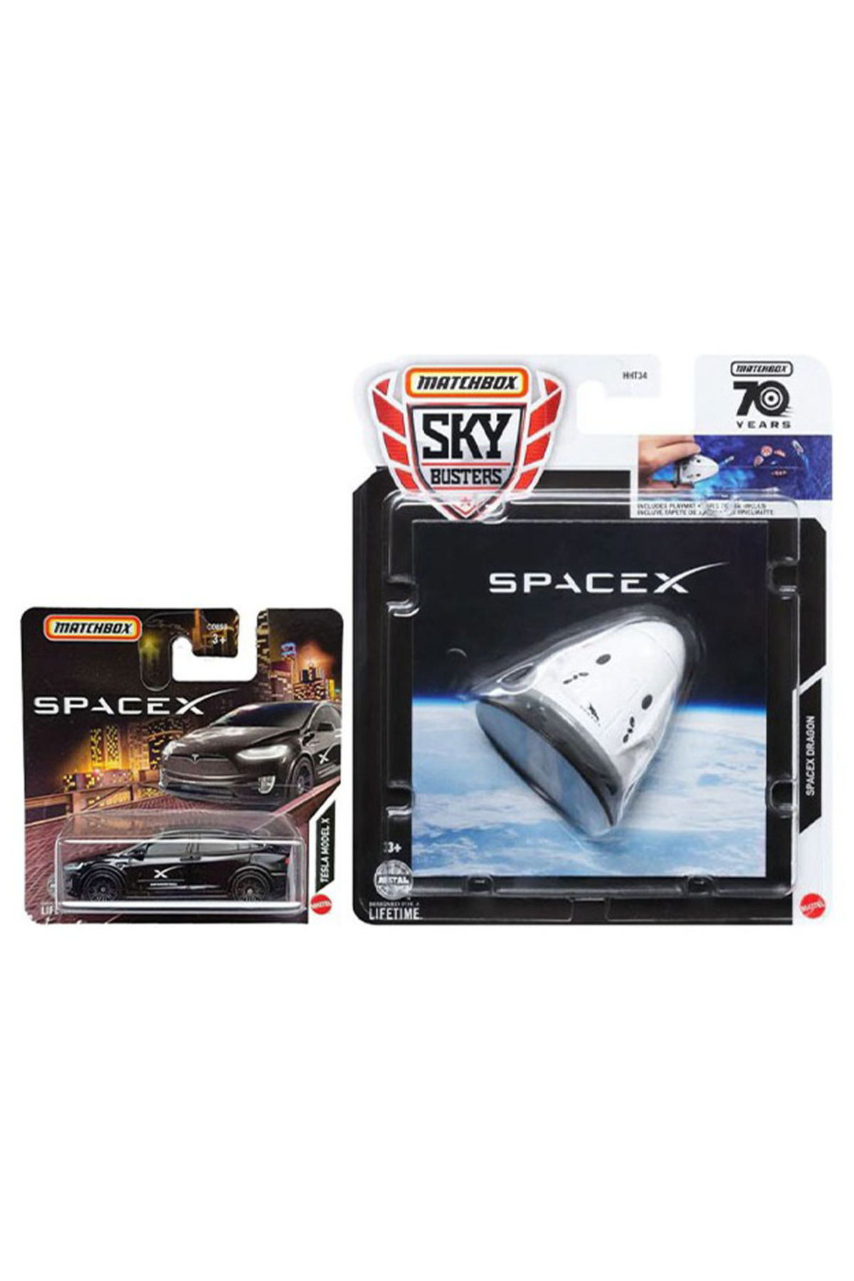 HOT WHEELS SpaceX Set - SpaceX Dragon & Matchbox Tesla Model x (1/64 ...