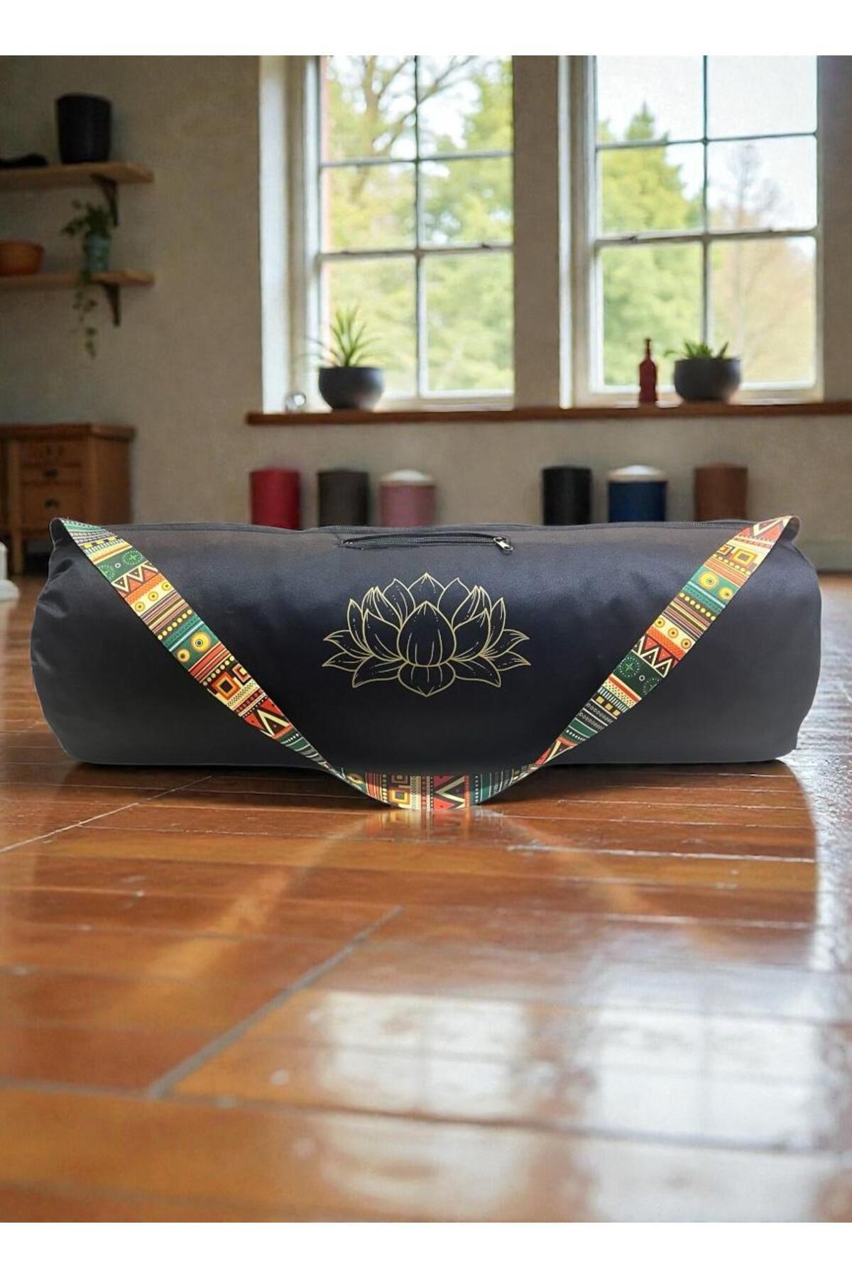 NareSpor Su Geçirmez Lotus Baskılı Mat Taşıma Çantası YogaFitness ...
