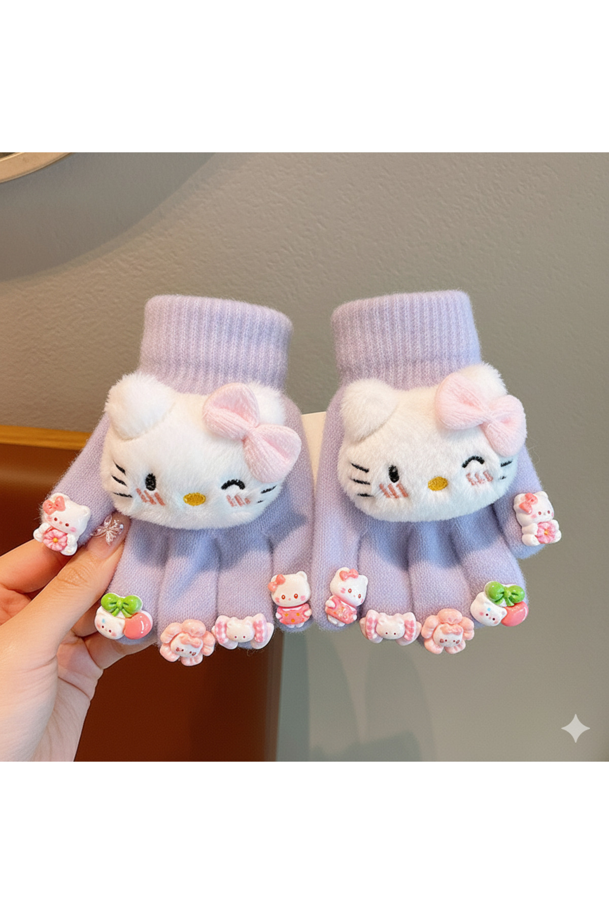 synshop Hello Kitty Kedi Kışlık Yumuşak Kar Eldiven Kız Çocuk Genç ...
