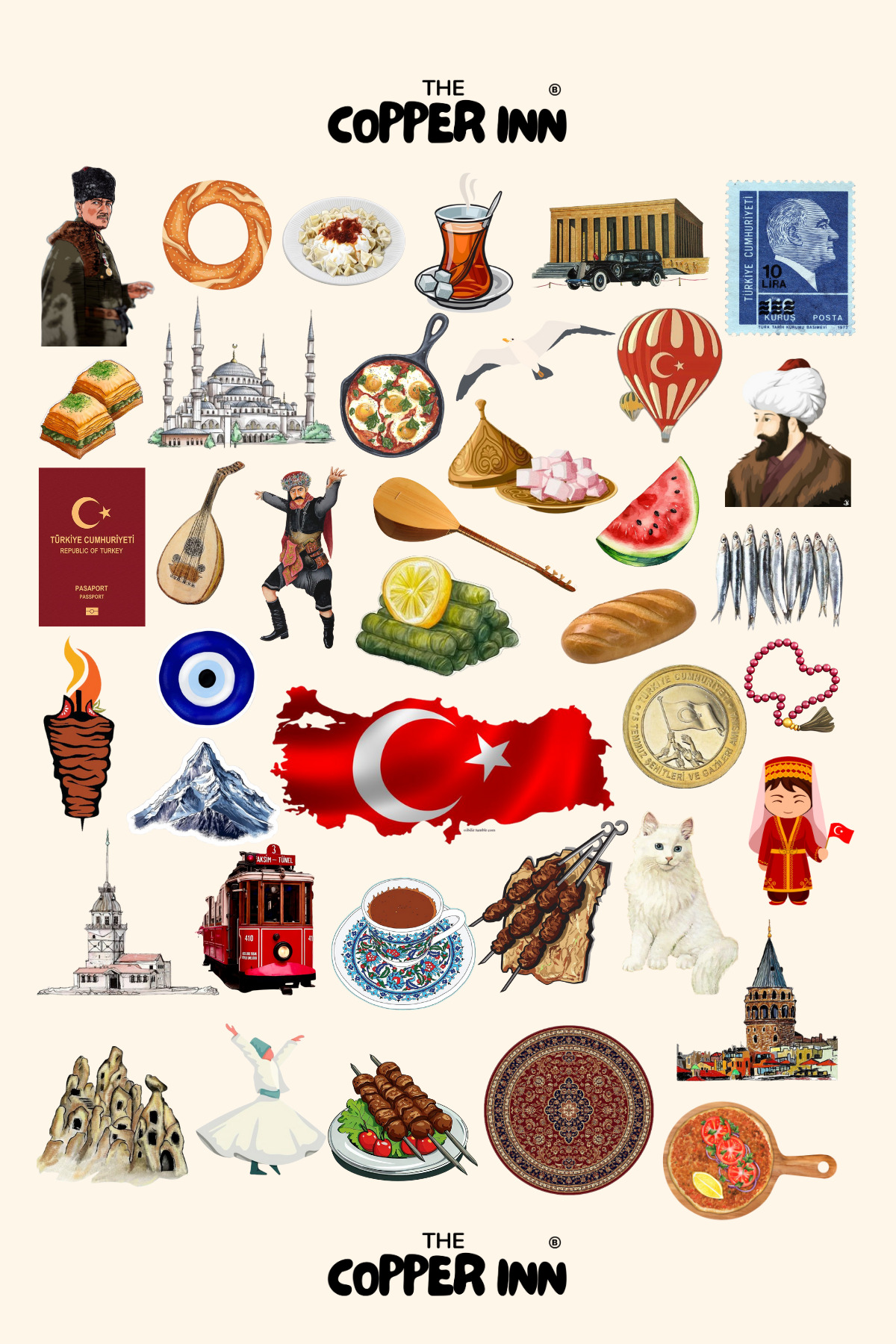 The Copper Inn 39 Adet Türk Kültür İkonları Sticker Seti Bullet Journal ...