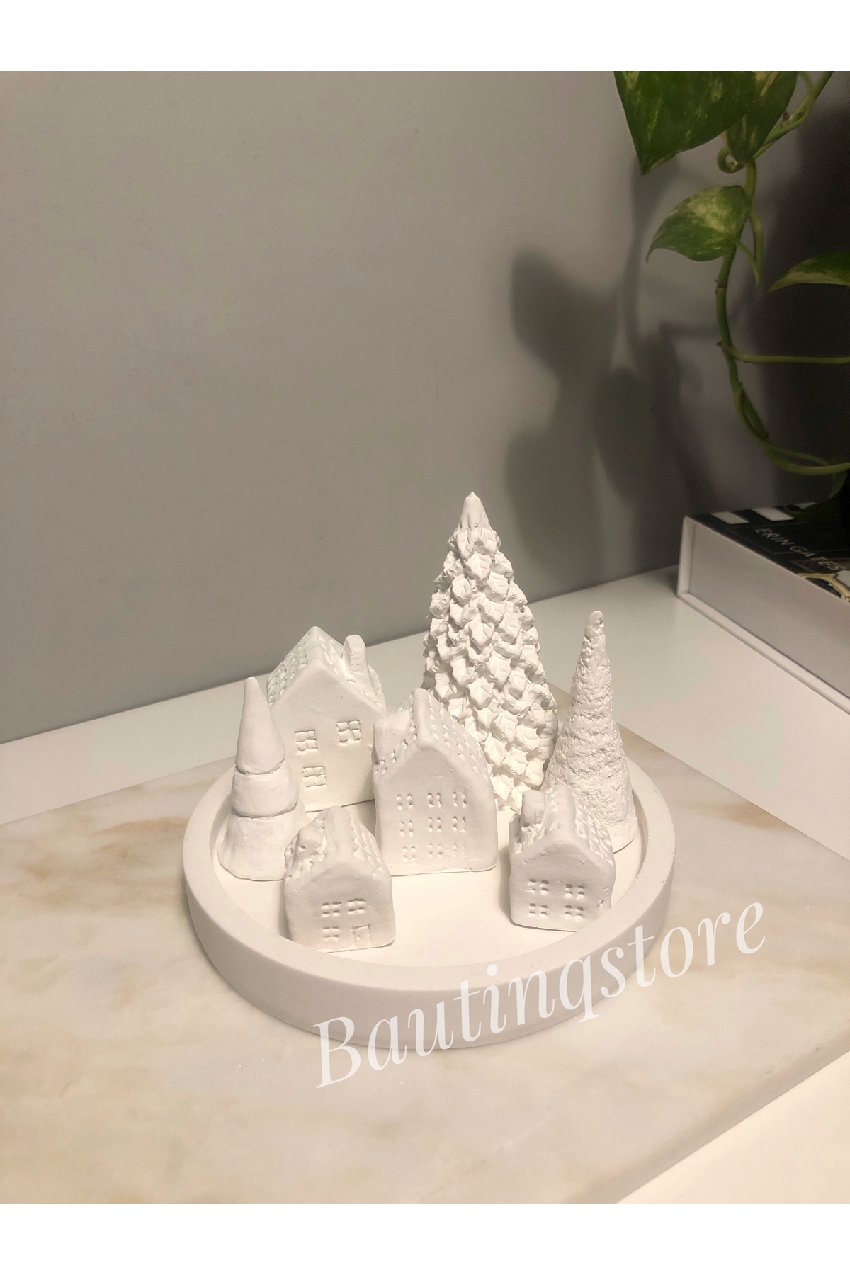 Bautinq Store Dekoratif Minimal El Yapımı Beton Evler Çam Ağaçları ...