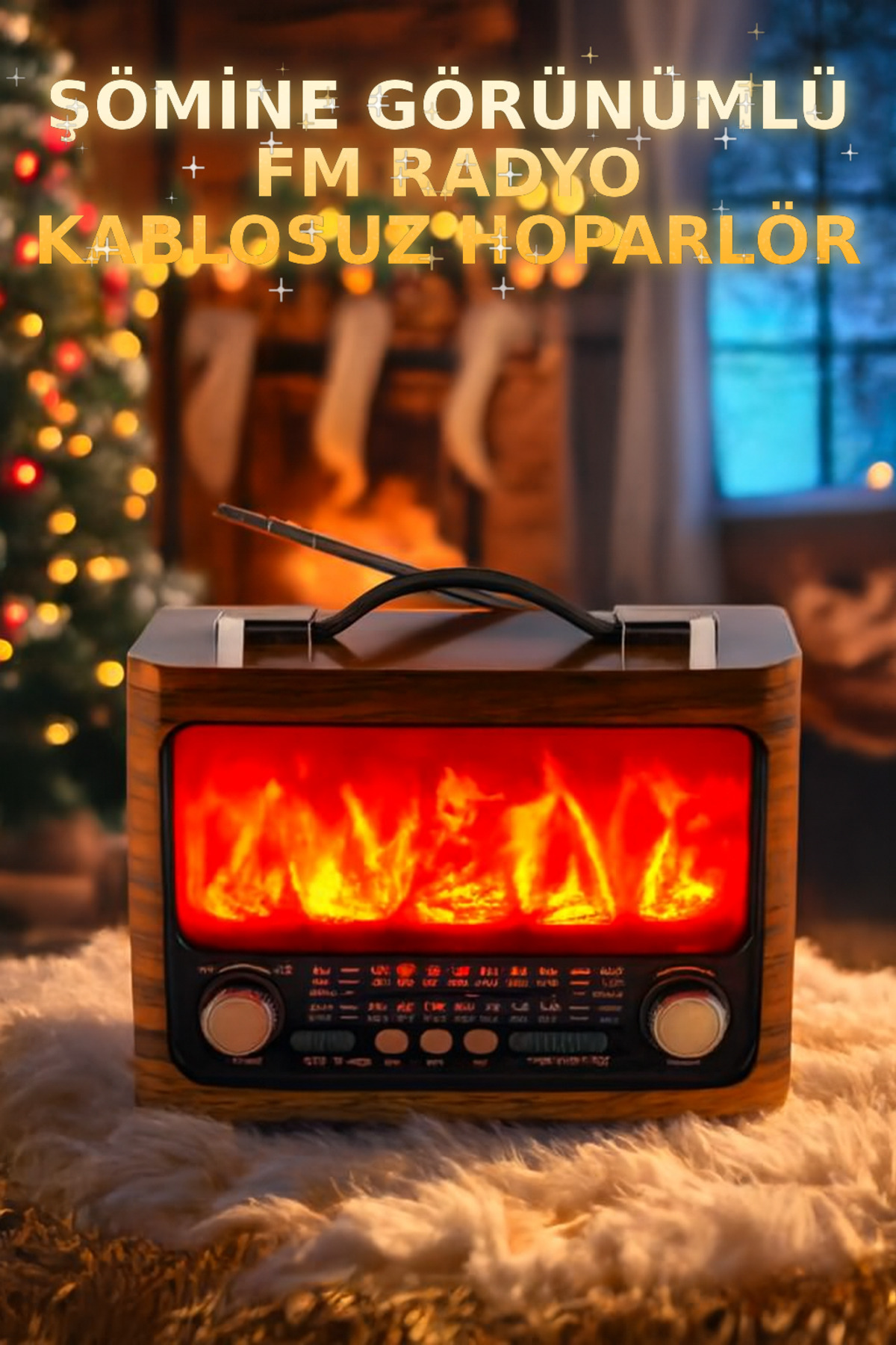 Coverzone AM/FM/SW 4 Bantlı Radyo USB TF BT Müzik Çalar Ateş Işıklı ...