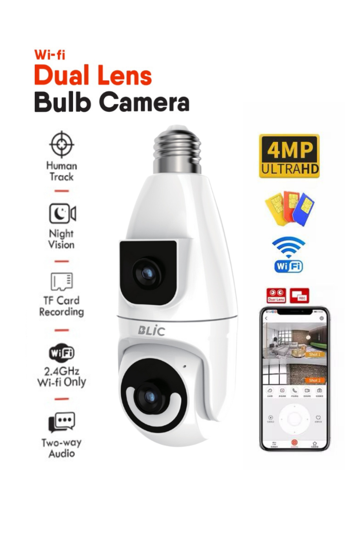 CROW'S TECH Wi-fi 360 Panoramik Ampul Kamera Gece Görüş Ses Akıllı ...