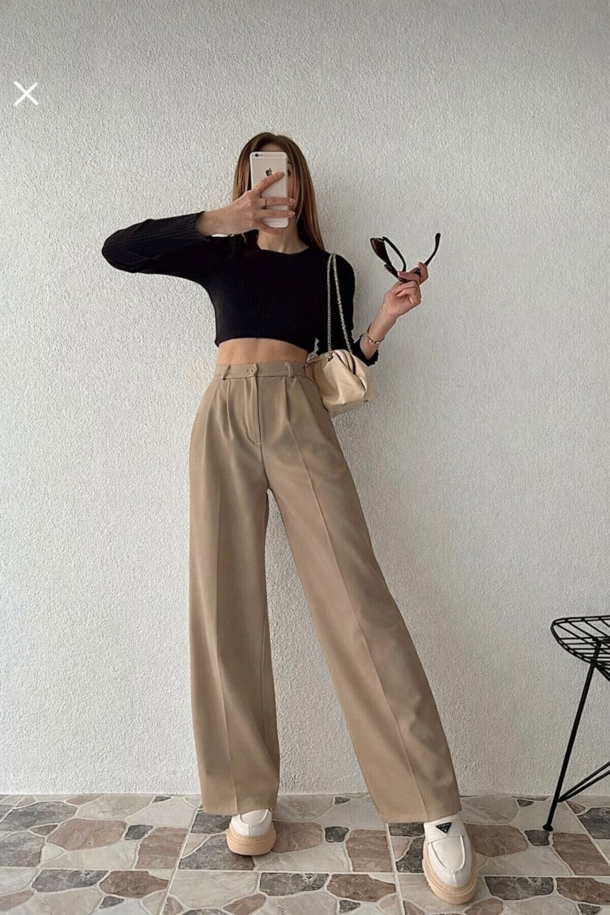 Basko fashion Palazzo Lima Pants piped Oversized Cut- Trendyol
