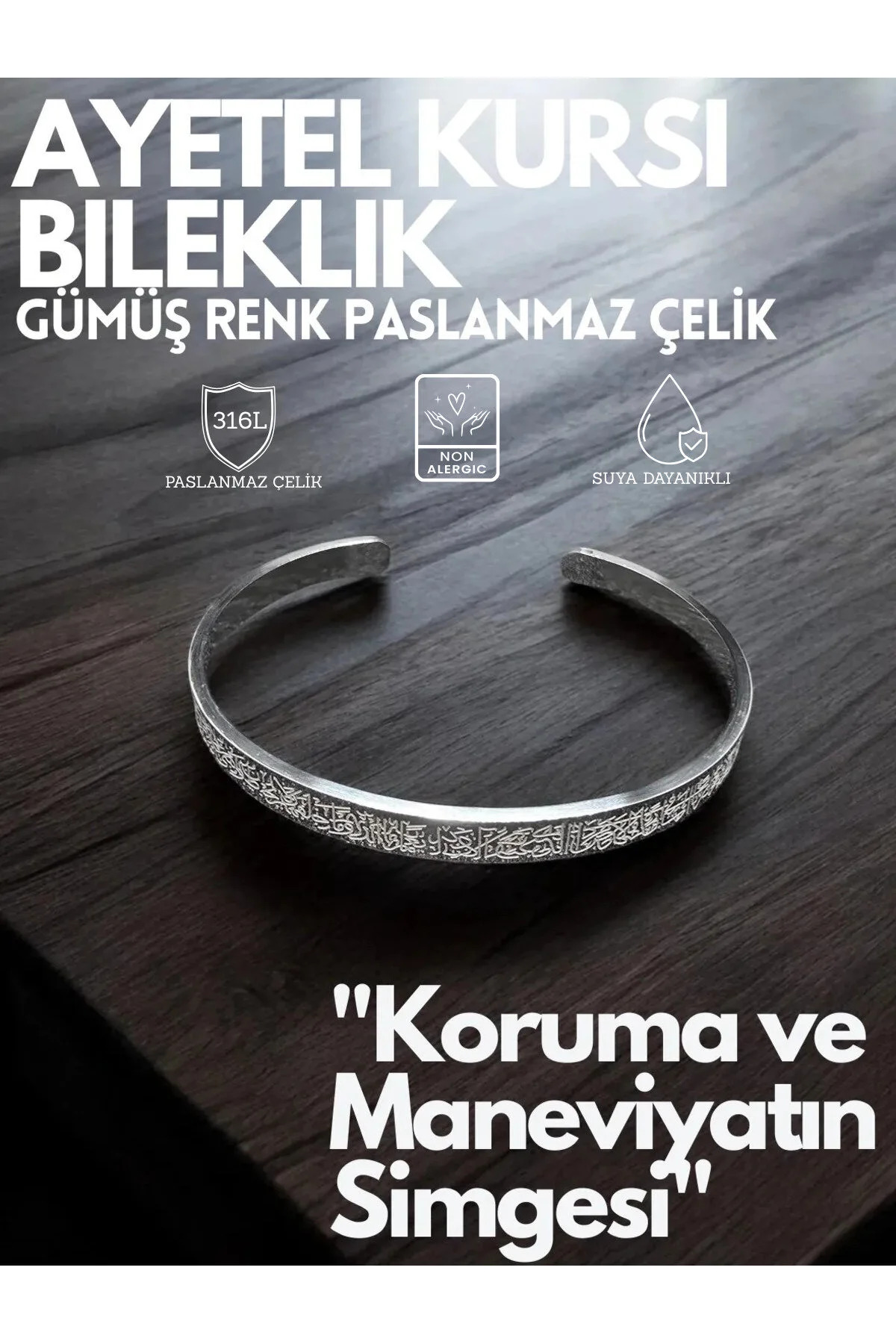 PURE BERRY Ayetel Kürsi Bileklik Paslanmaz Çelik Ayarlanabilir 1 ADET ...
