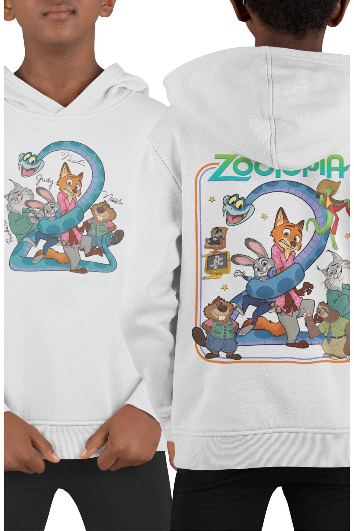 Fuddy Moda Zootopia 2 Sırt Baskılı Kapüşonlu Çocuk Sweatshirt, Unisex ...