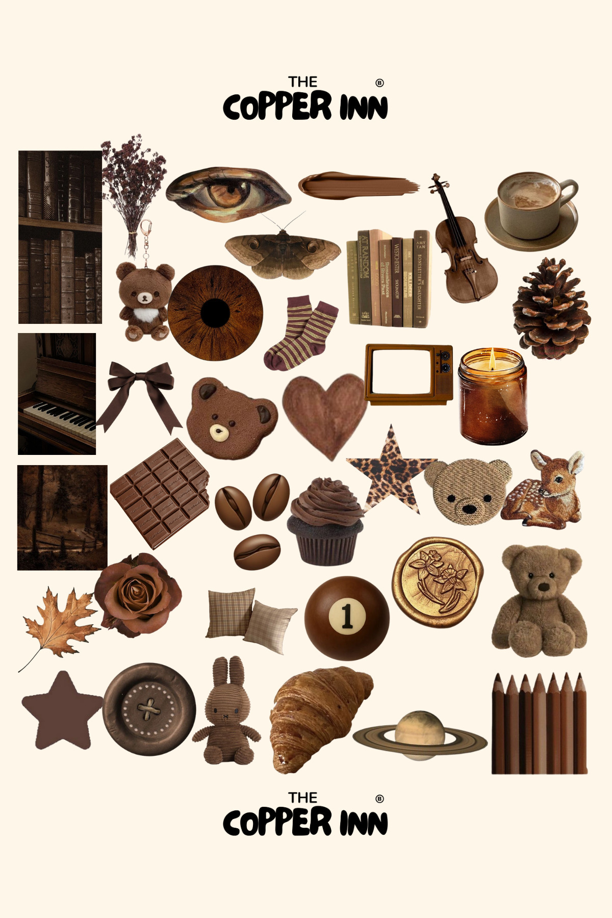 The Copper Inn 37 Adet Kahverengi Brown Vintage Sticker Seti Scrapbook ...
