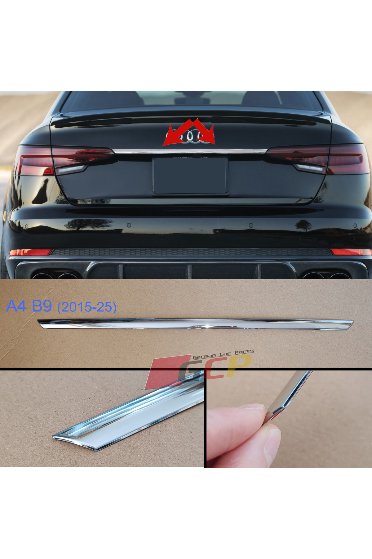 GCP German Car Parts Audi A4 B9 Krom Bagaj Çıtası - A4 B9 Krom Aksesuar ...