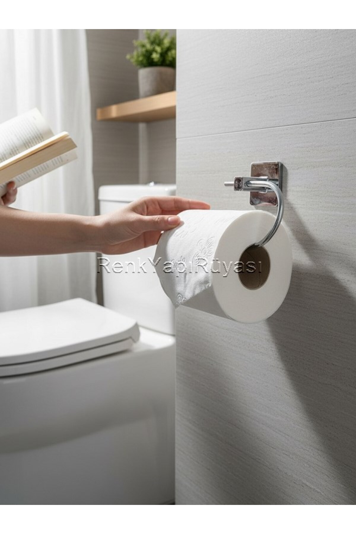 RENK YAPI RÜYASI yapışkanlı Wc Kağıtlığı Gri Wc Kağıtlık Montajsız ...