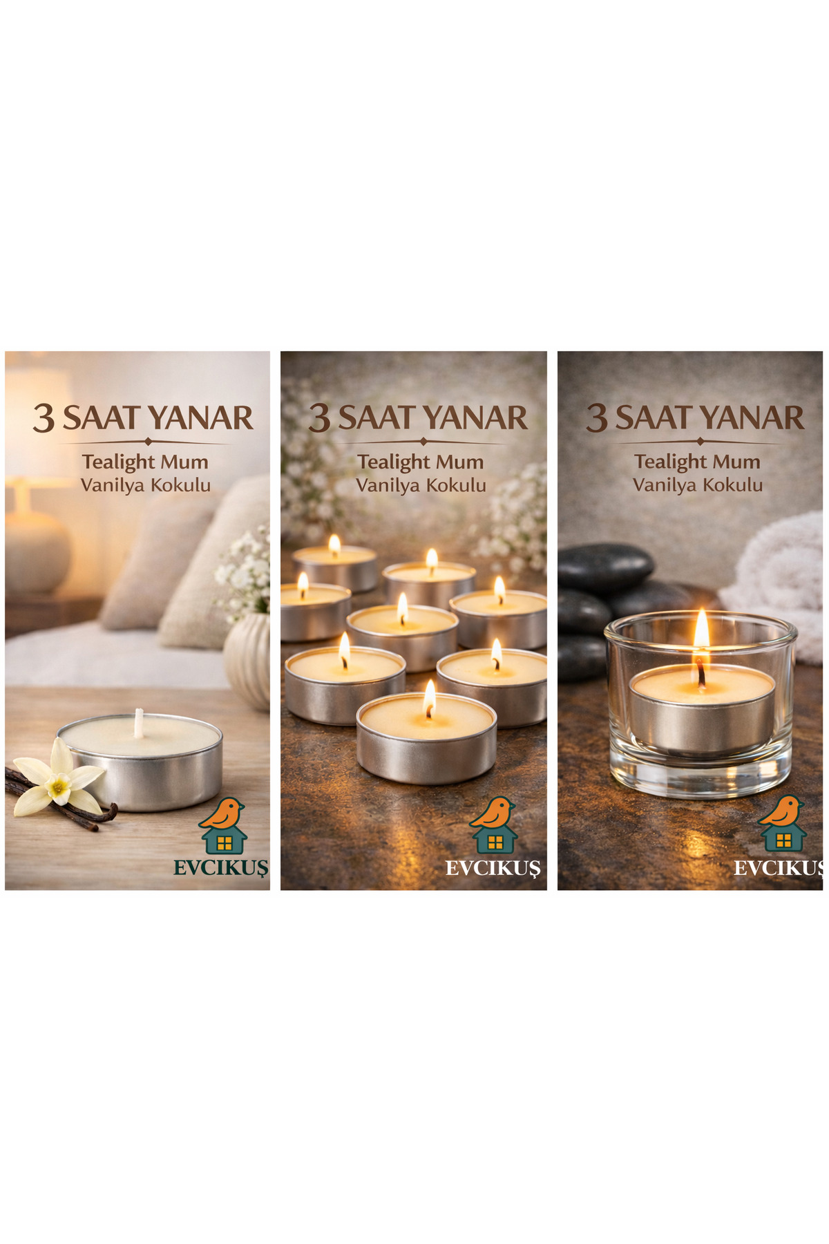 Mumline Tealight Mum Vanilya Kokulu – Alüminyum Kap (3 Saat Yanar ...